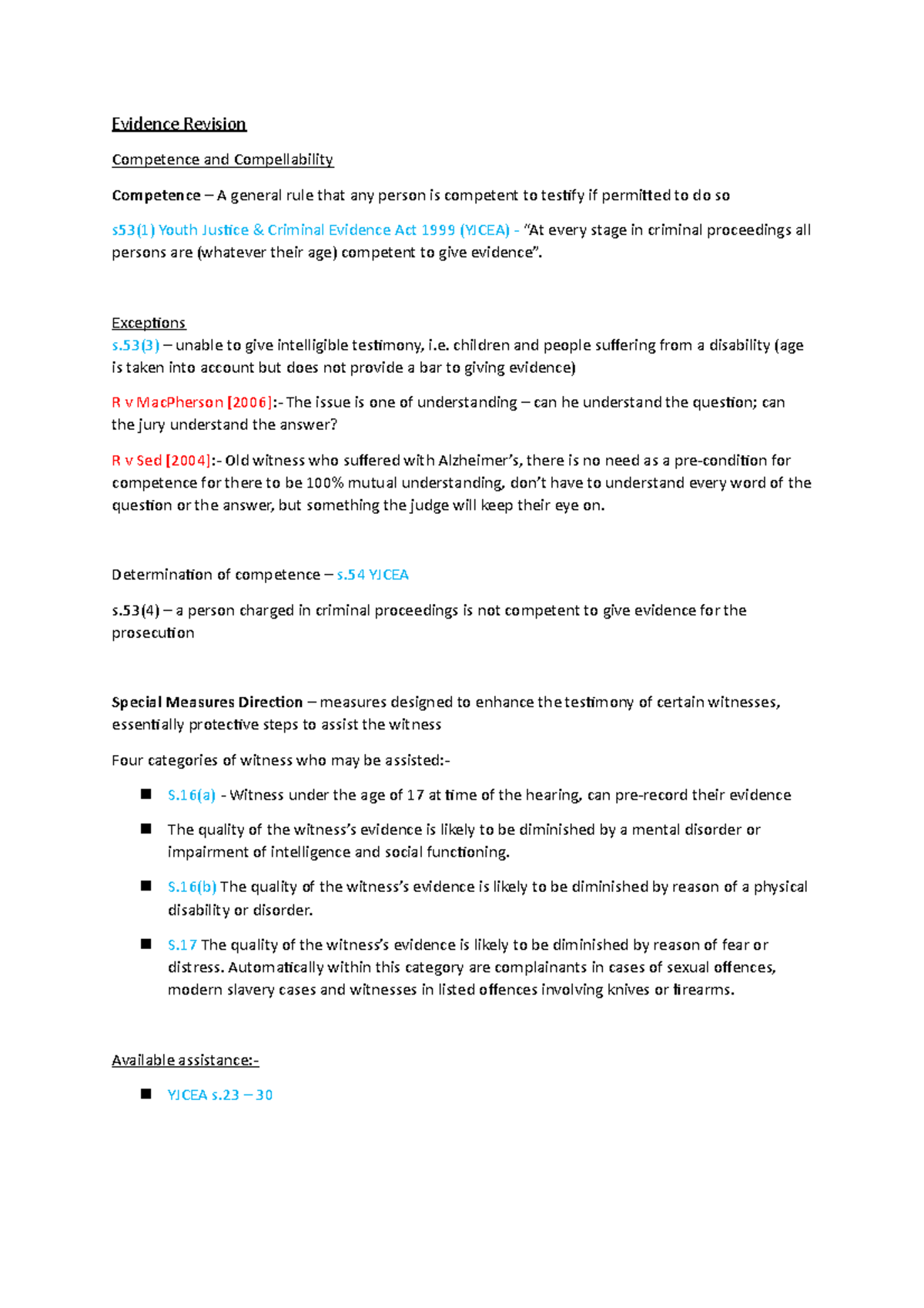 Evidence Revision - Evidence Revision Competence and Compellability ...