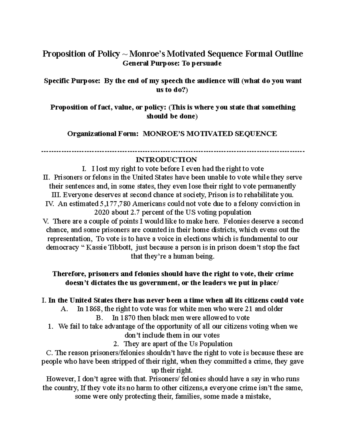Voting felonies - NUR 202 - Proposition of Policy ~ Monroe’s Motivated ...