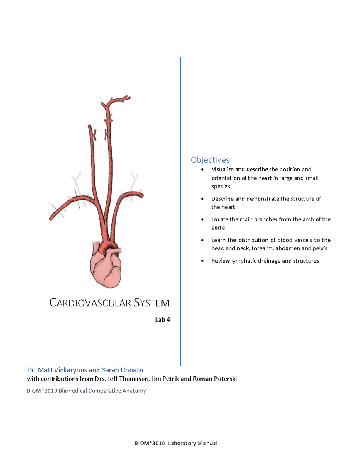 Cardiovascular System Lab Manual - BIOM*3010 Laboratory Manual ...