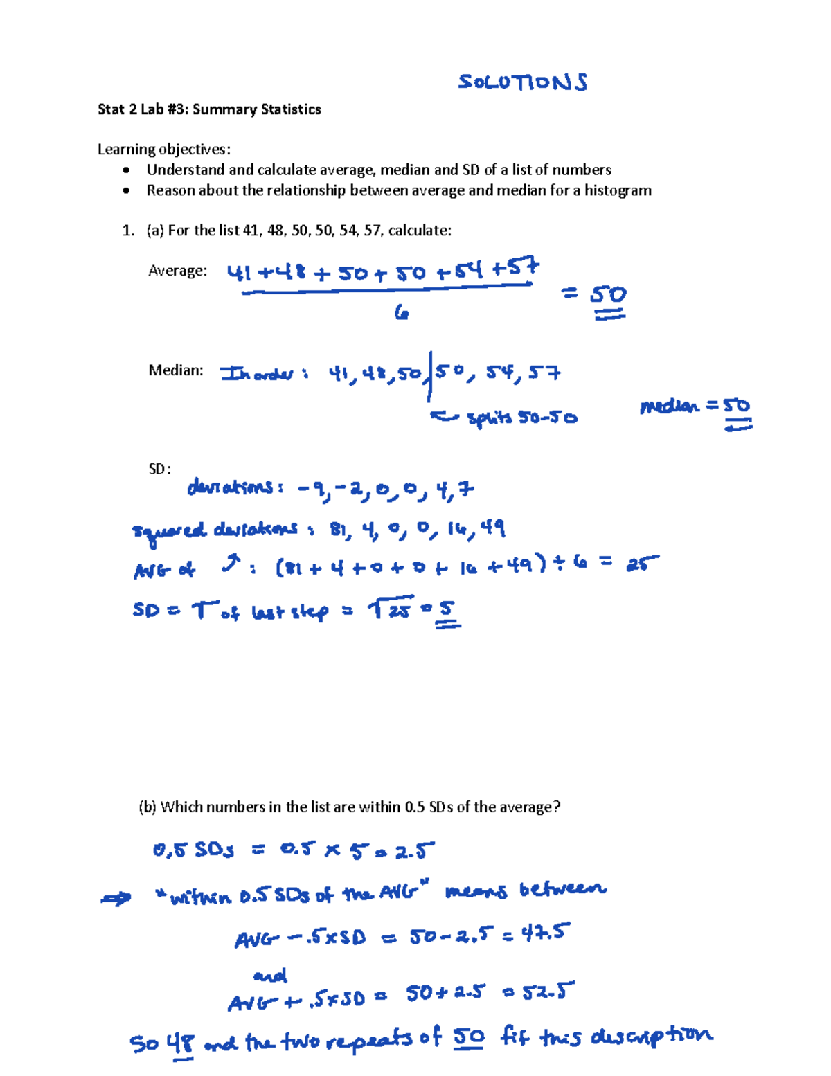 Stat2Lab3Solutions - lab work - Stat 2 Lab #3: Summary Statistics ... Stat2Lab3Solutions - lab work - Stat 2 Lab #3: Summary Statistics ...
