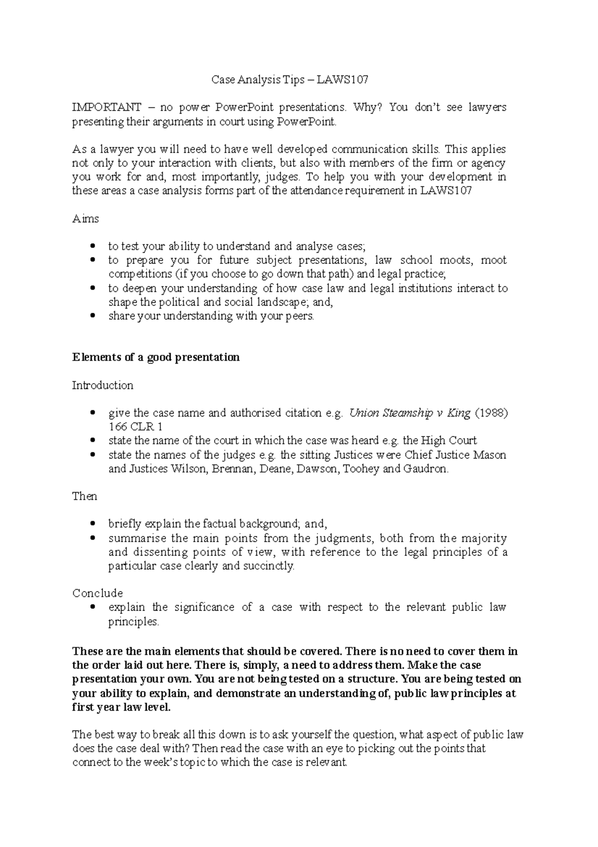 Case Analysis Tips - help - Case Analysis Tips – LAWS IMPORTANT – no ...