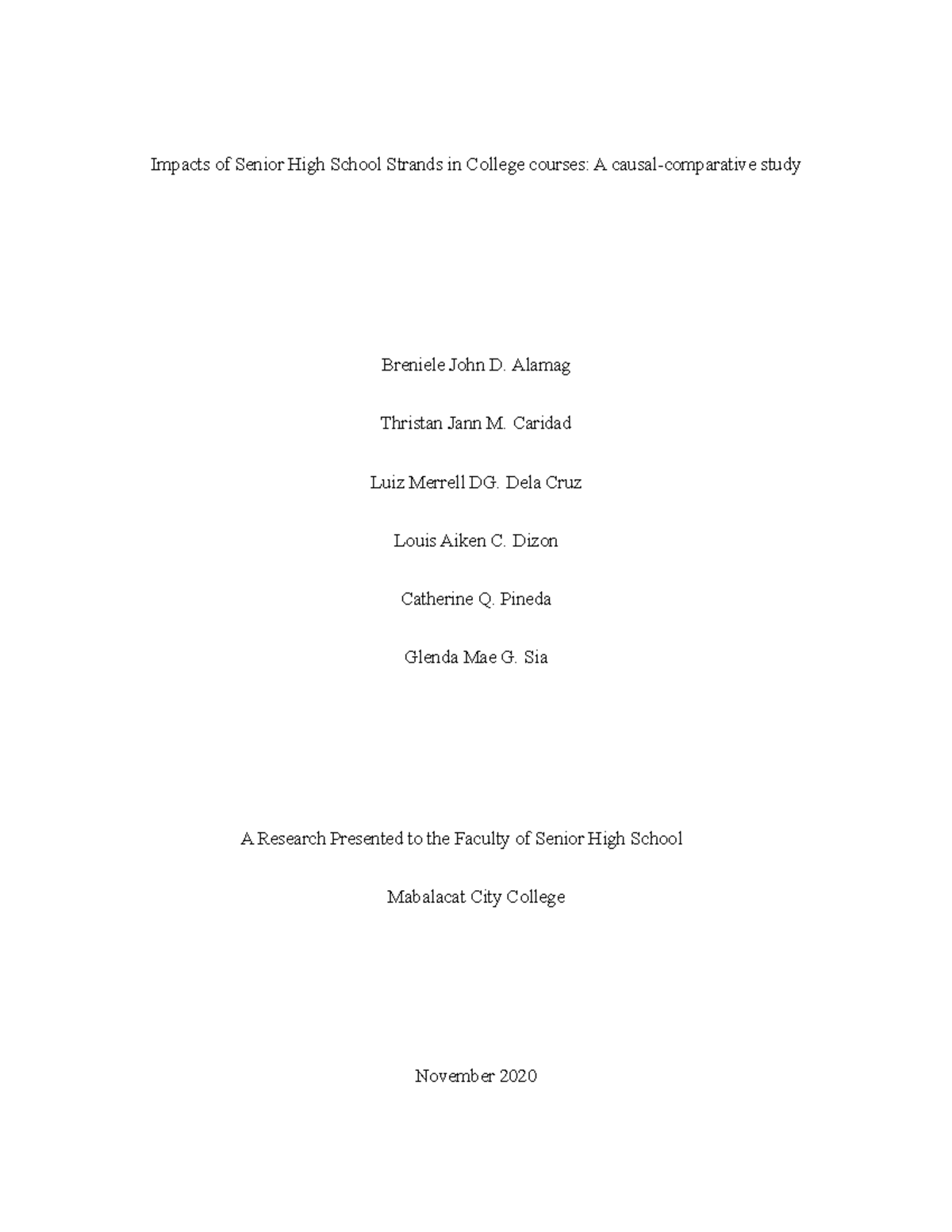 Group-4 - impacts of Senior High School Strands in College Courses ...