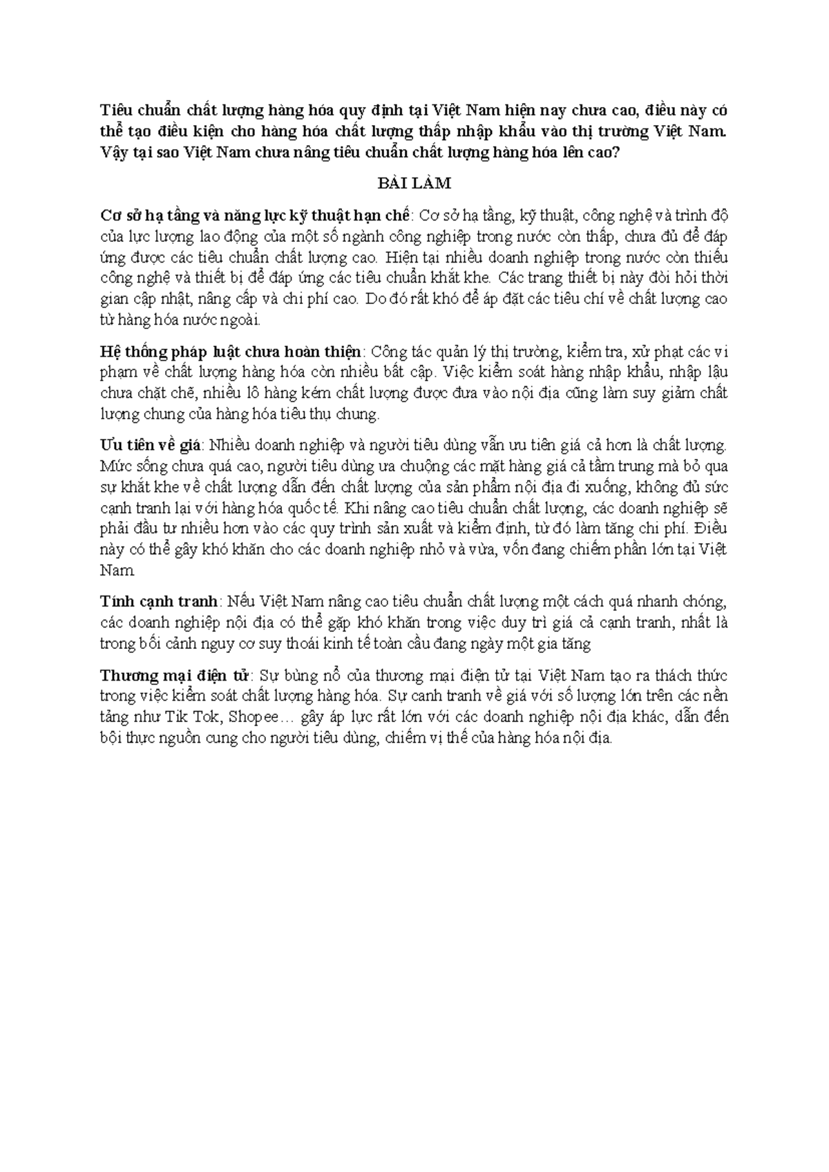 LMS 1 - bài LMS - Tiêu chuẩn chất lượng hàng hóa quy định tại Việt Nam ...