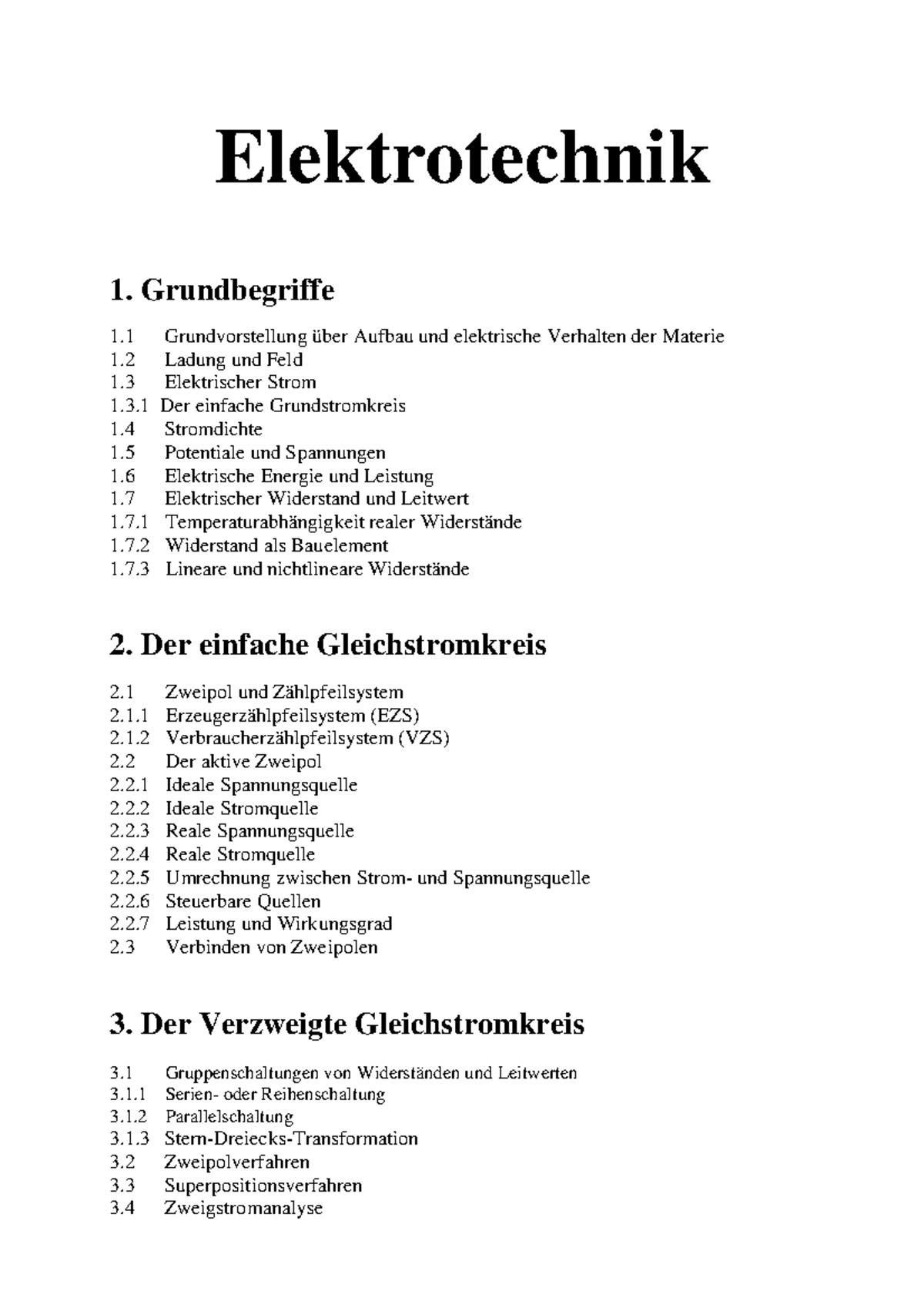 Skript Lang Elektrotechnik 2008 - Elektrotechnik 1. Grundbegriffe 1 ...