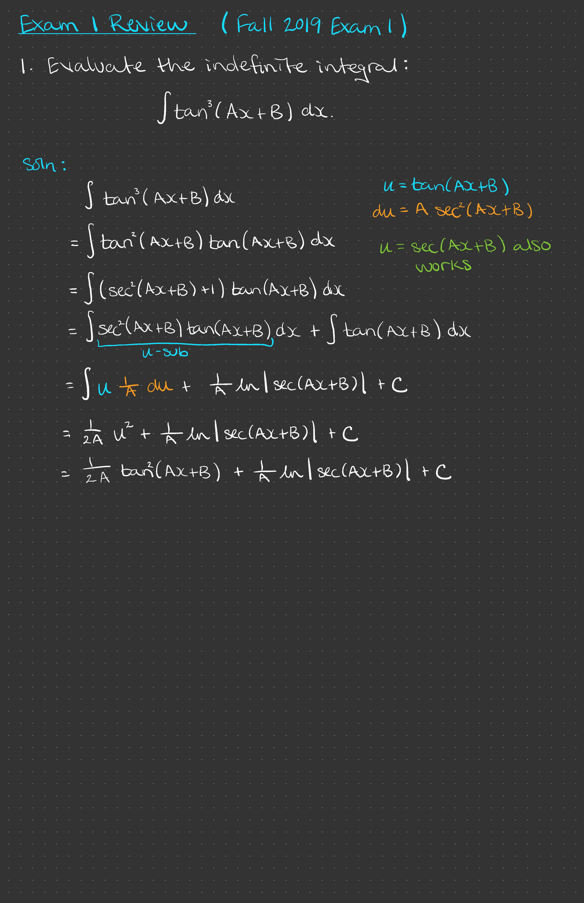 Calculus 2 Lecture Notes - Exam 1 Review ( Fall 2019 Exam 1) 1 ...