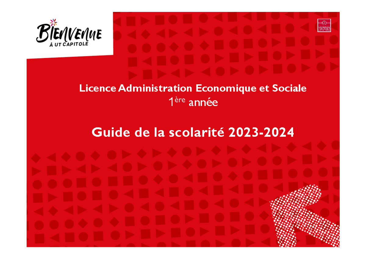 L1 AES - Guide Scolarite - 2023-24 - Licence Administration Economique et Sociale 1 ère année ...