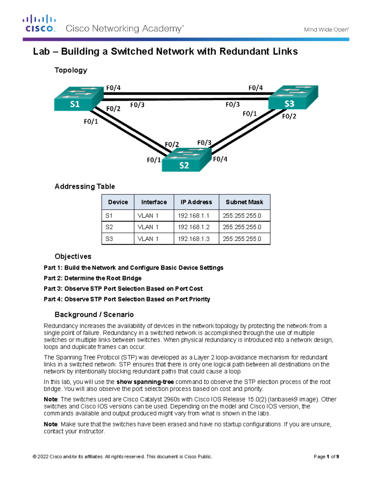 3.1.2.12 Lab - Building a Switched Network with Redundant Links ...