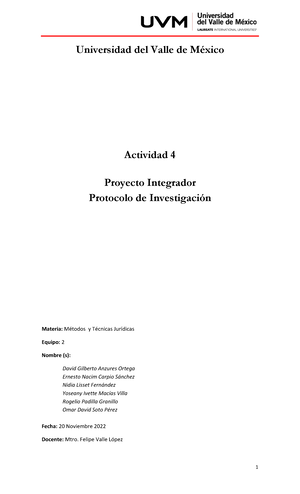 A4 actividad tarea - A CTIVIDAD P ROYECTO INTEGRADOR ETAPA 3 Fecha: 04 / 04 / 2022 Nombre del ...