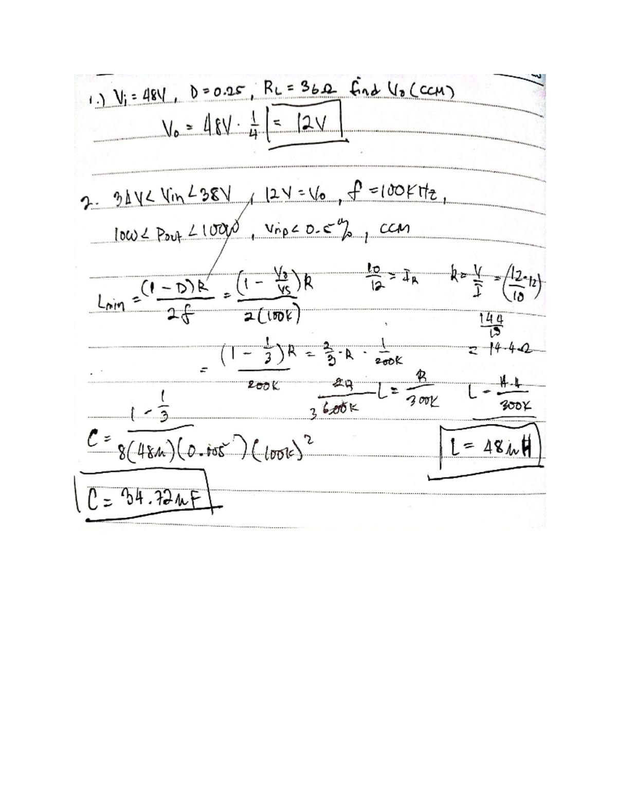 Assignment 7.1 Buck Converter II - Power Electronics - 1.) 484, find Vo ...