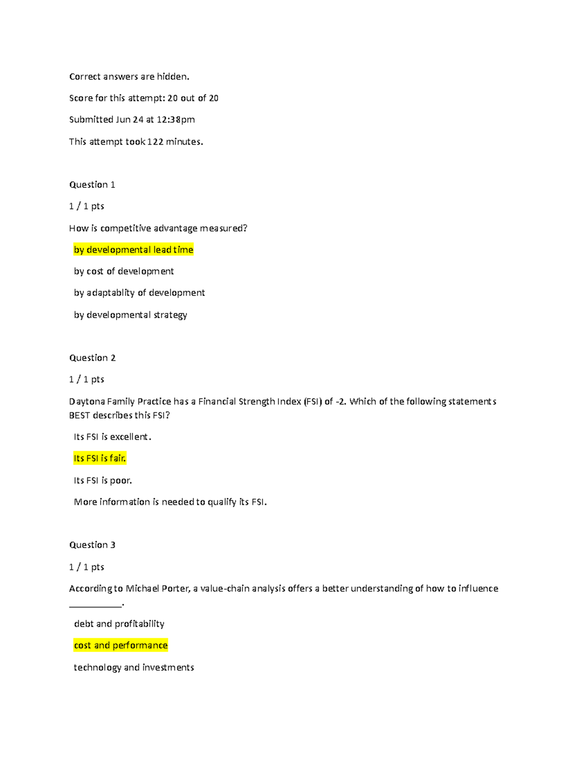 HCA421 WEEK 3 QUIZ - QUIZ - Correct answers are hidden. Score for this attempt: 20 out of 20 ...