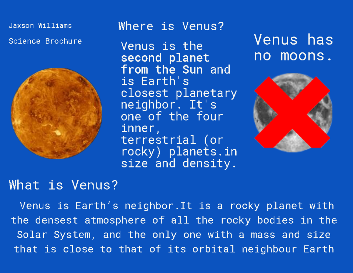 Science Venus Project - Venus is the second planet from the Sun and is ...