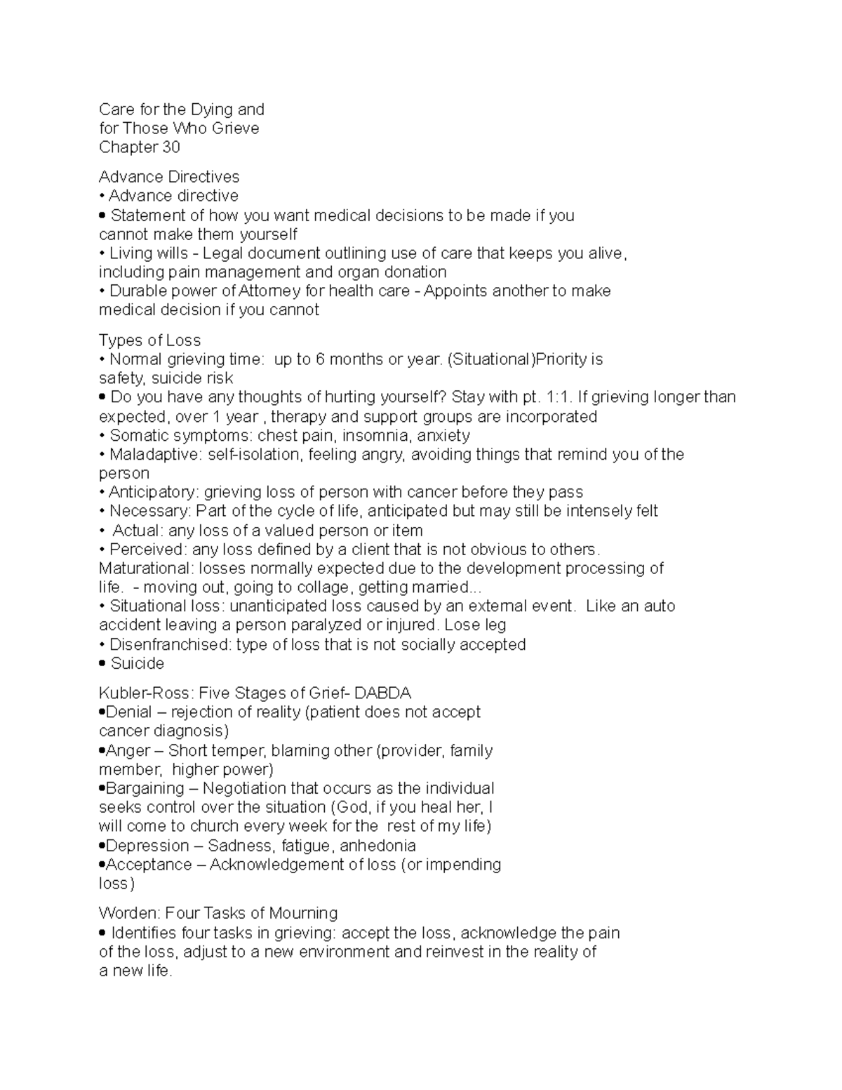 Care for the Dying notes - Care for the Dying and for Those Who Grieve ...