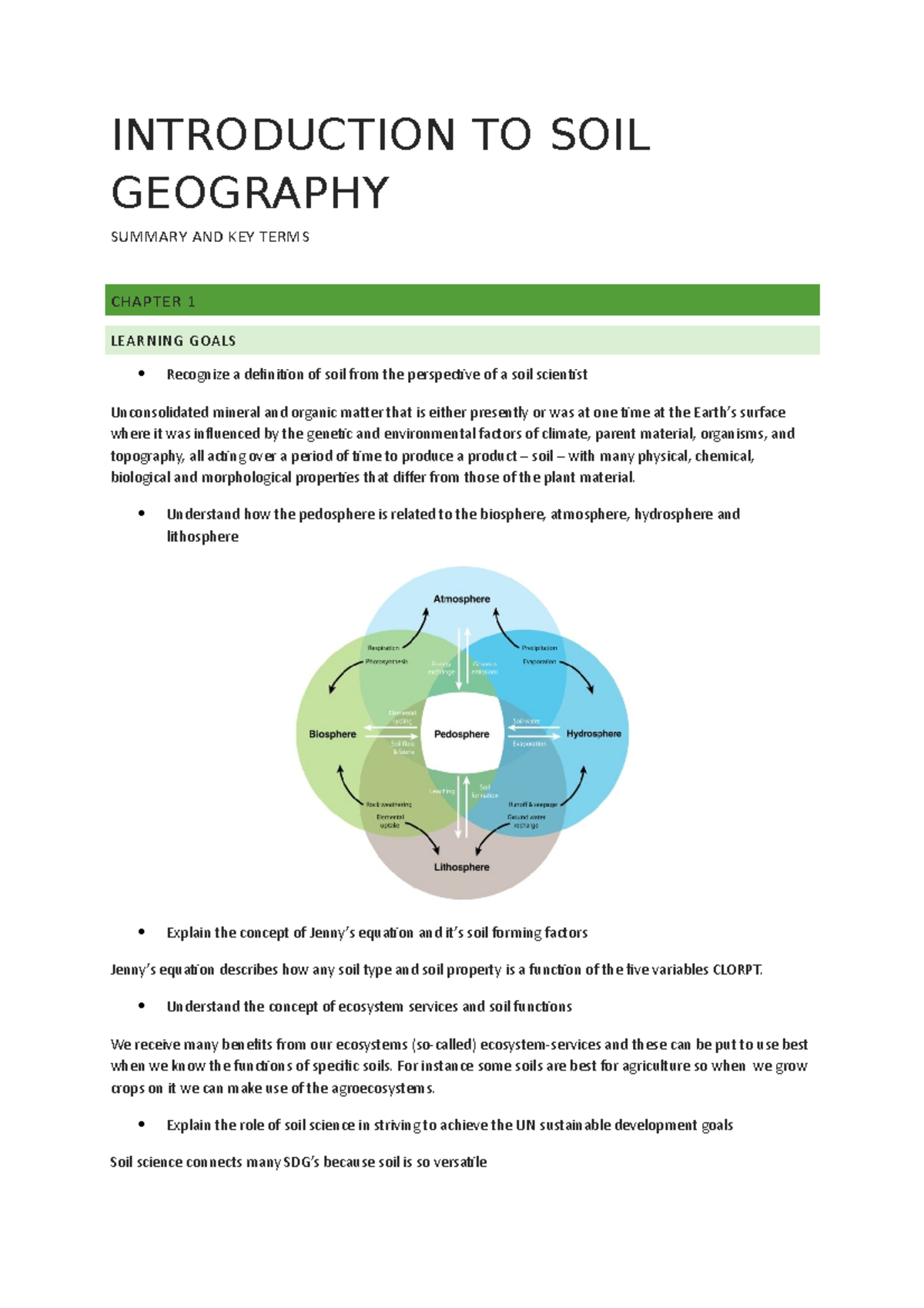 Introduction to Soil Geography - Summary and Definitions - INTRODUCTION ...