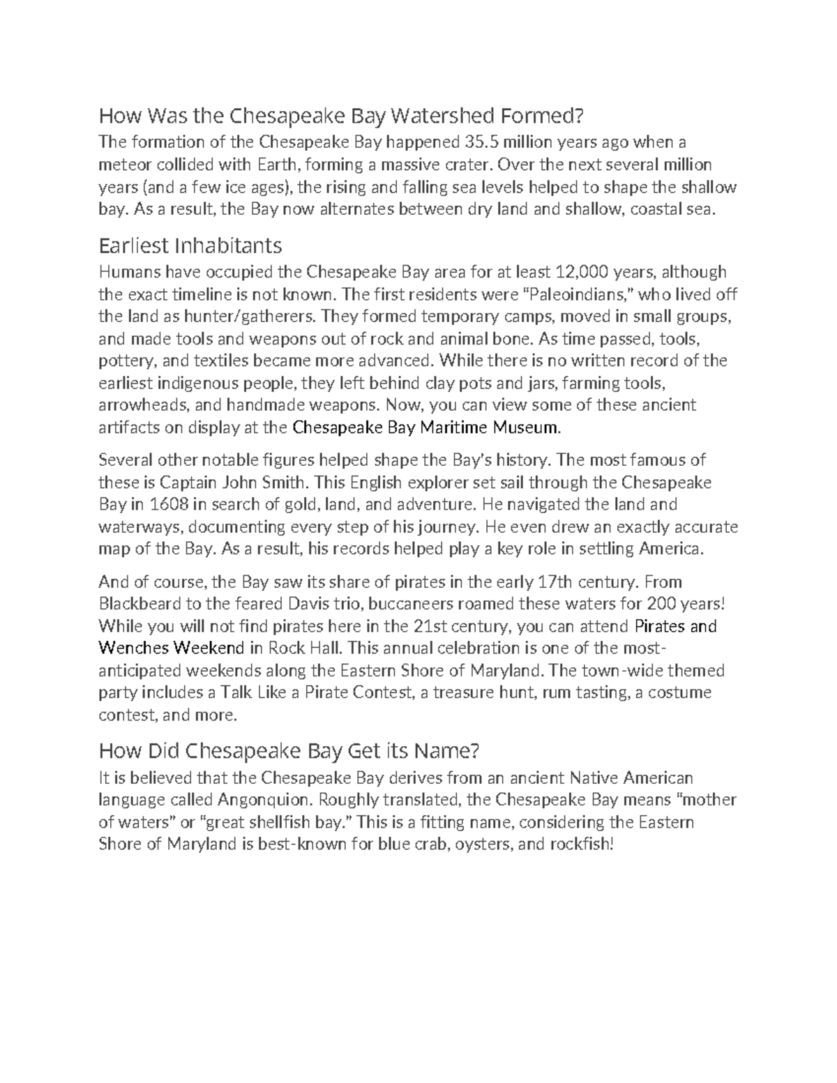 Chesapeake Bay Notes - How Was the Chesapeake Bay Watershed Formed? The ...