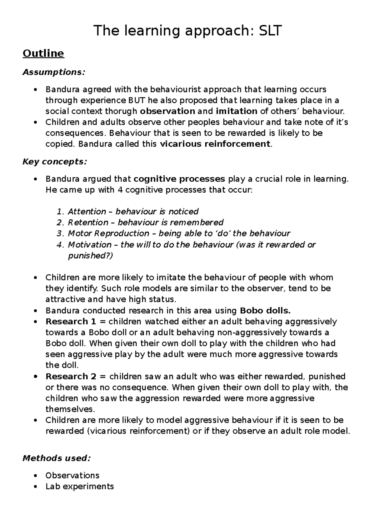 SLT worksheet - n/a - The learning approach: SLT Outline Assumptions ...