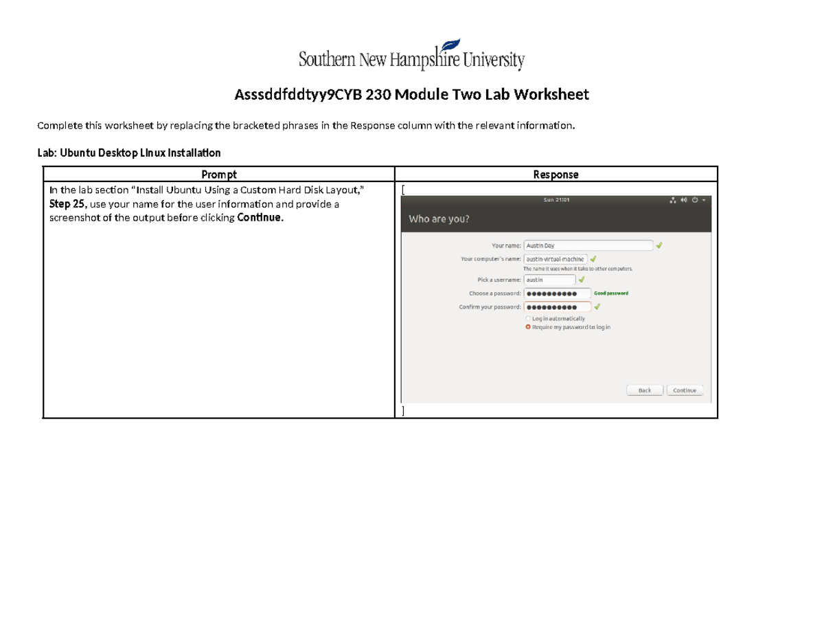 CYB 230 Module Two Lab - Asssddfddtyy9CYB 230 Module Two Lab Worksheet ...
