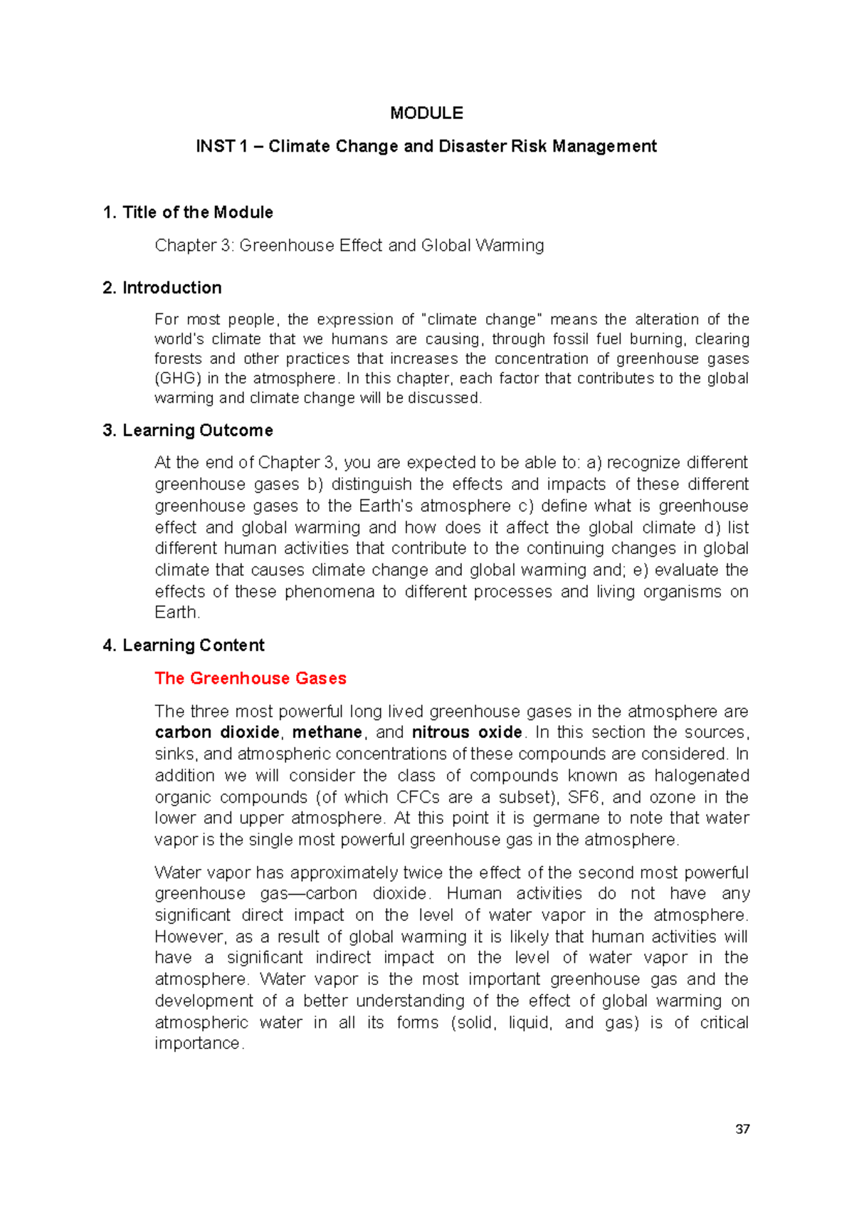 Module for Climate Change Chapter 3 Greenhouse Effect and Global ...