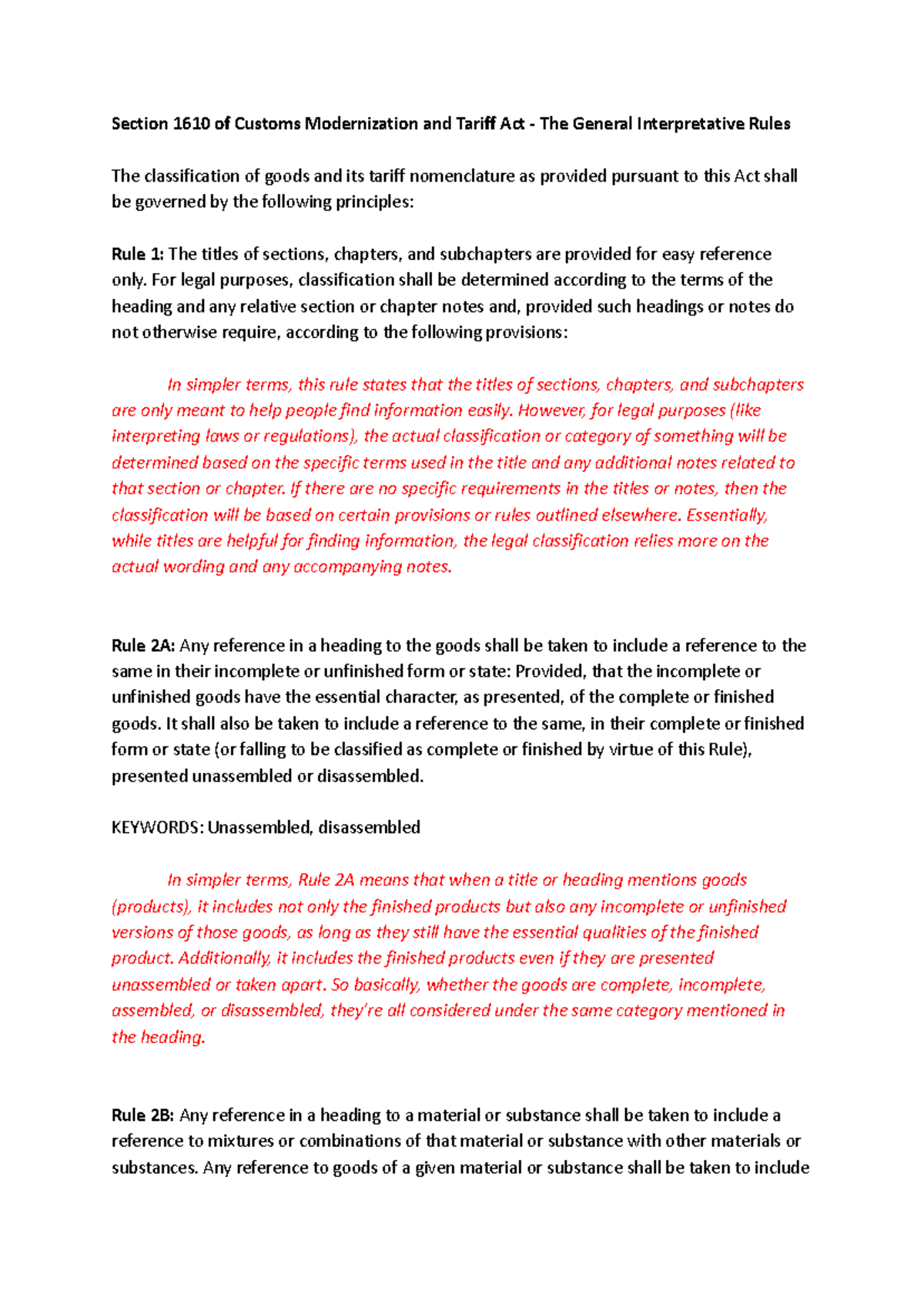 CCS Midterms - Reviewer - Section 1610 of Customs Modernization and ...