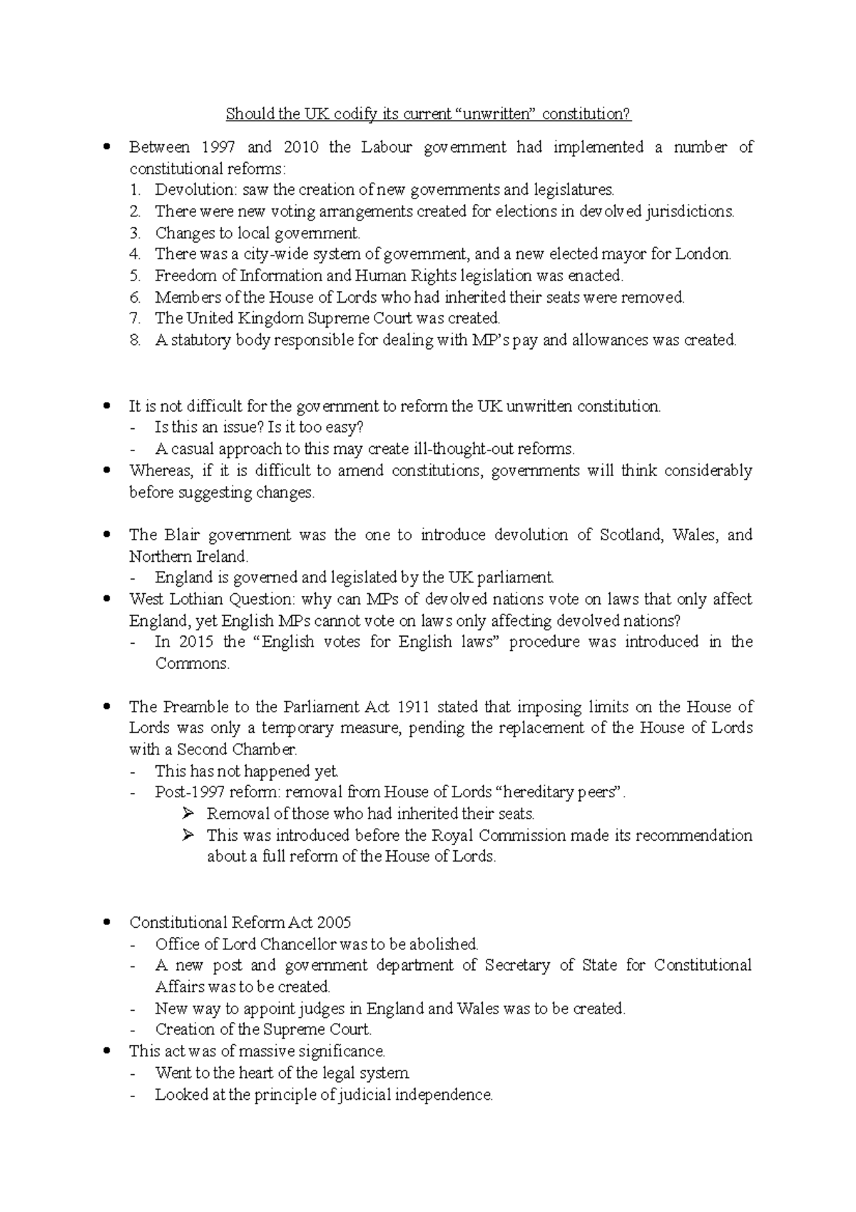 Codification of the UK's unwritten constitution - Should the UK codify ...