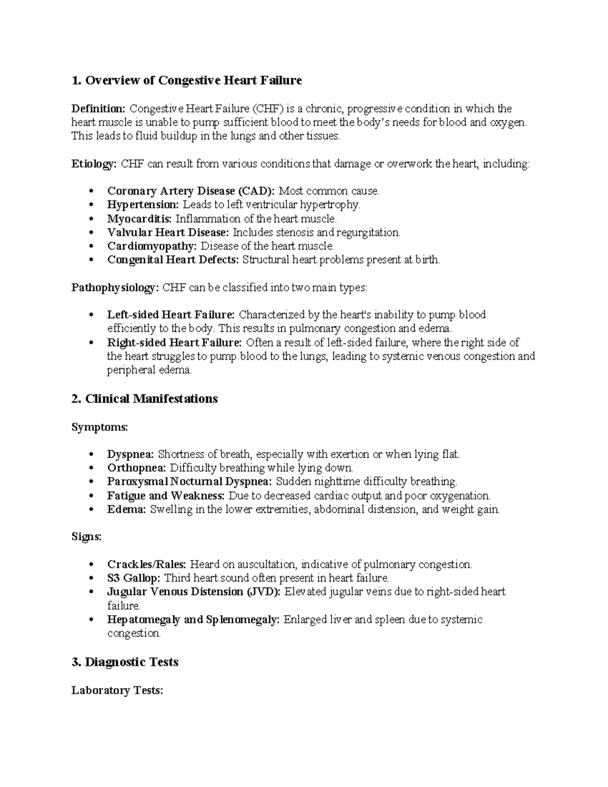 LL - study - 1. Overview of Congestive Heart Failure Definition ...