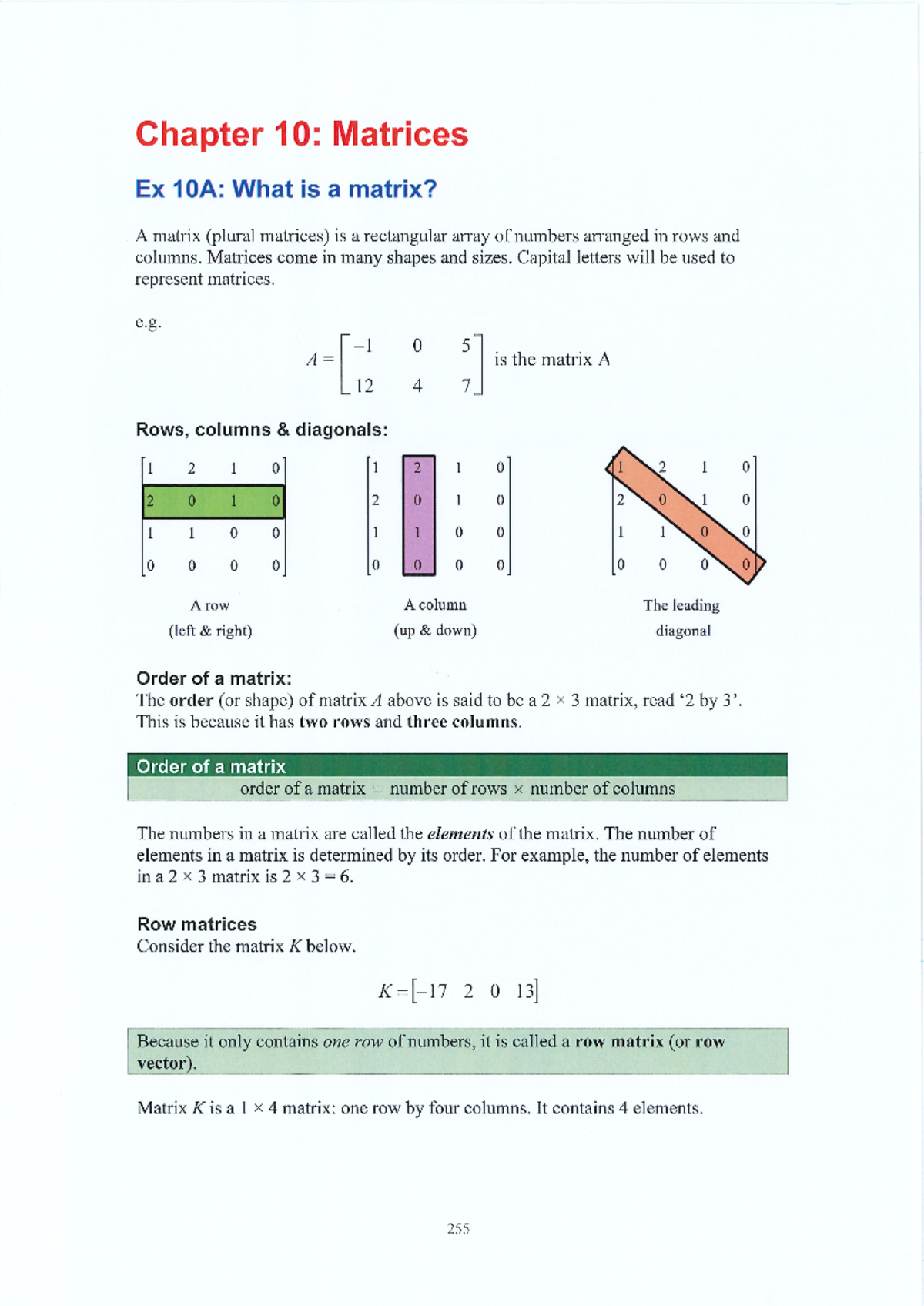 Matrix study annotated notes - Chapter 10: Matrices Ex 10A: What is a ...