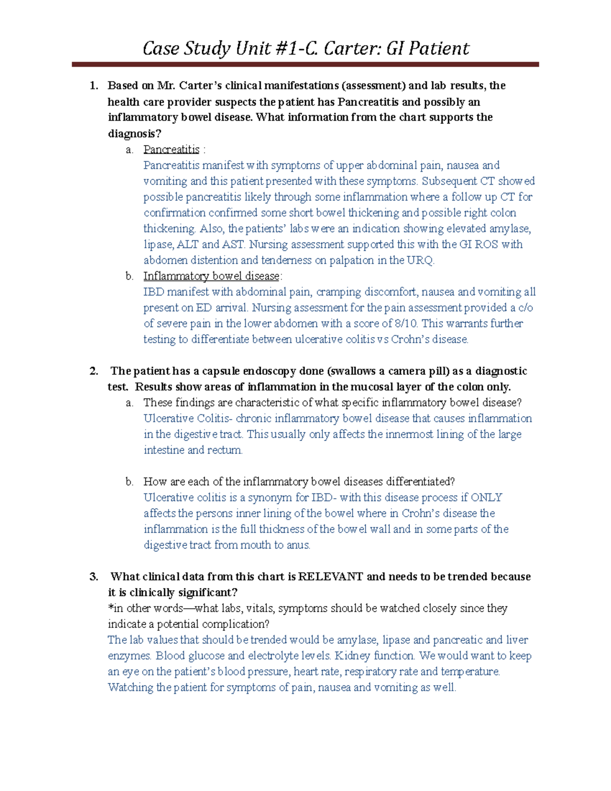 GI Case Study Questions -finished - Case Study Unit #1-C. Carter: GI ...