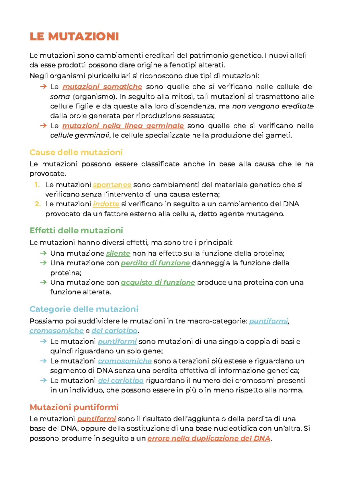 Le mutazioni - Genetica - LE MUTAZIONI Le mutazioni sono cambiamenti ...