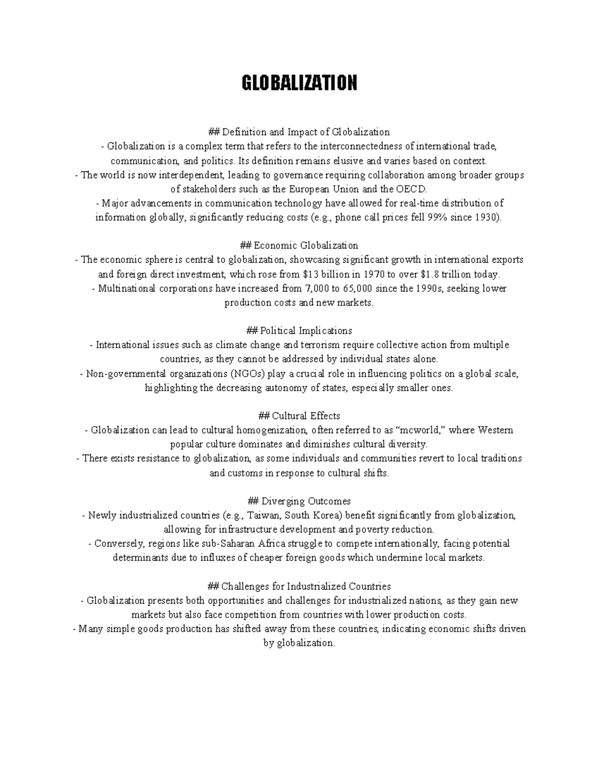 Globalization - PRACTICE MATERIALS - GLOBALIZATION ## Definition and ...