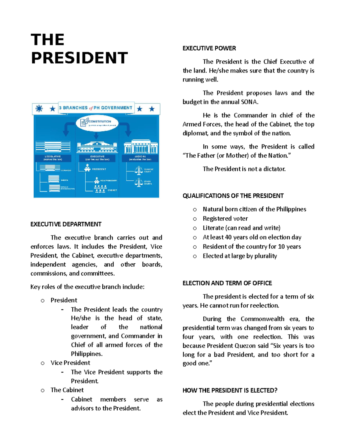 THE President reviewer - THE PRESIDENT EXECUTIVE DEPARTMENT The ...