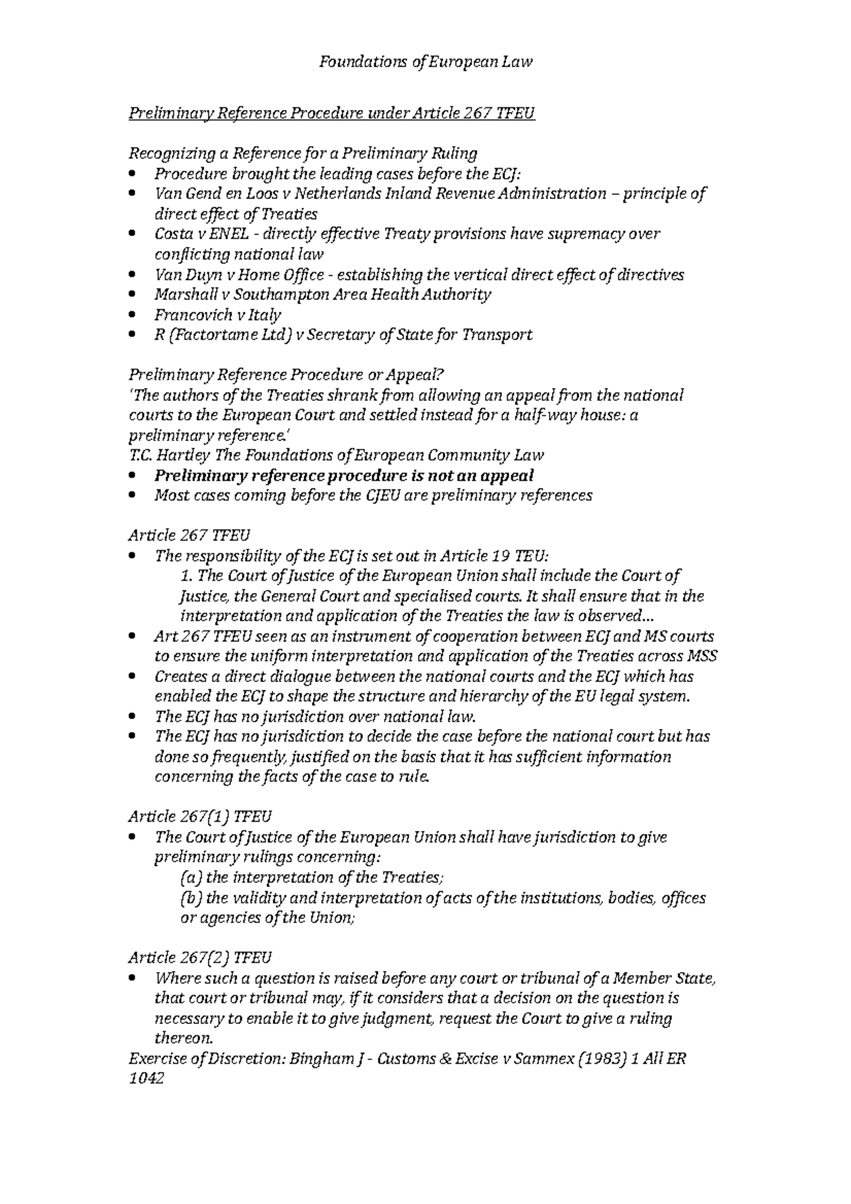 13. Preliminary Reference Procedure under Article 267 TFEU ...
