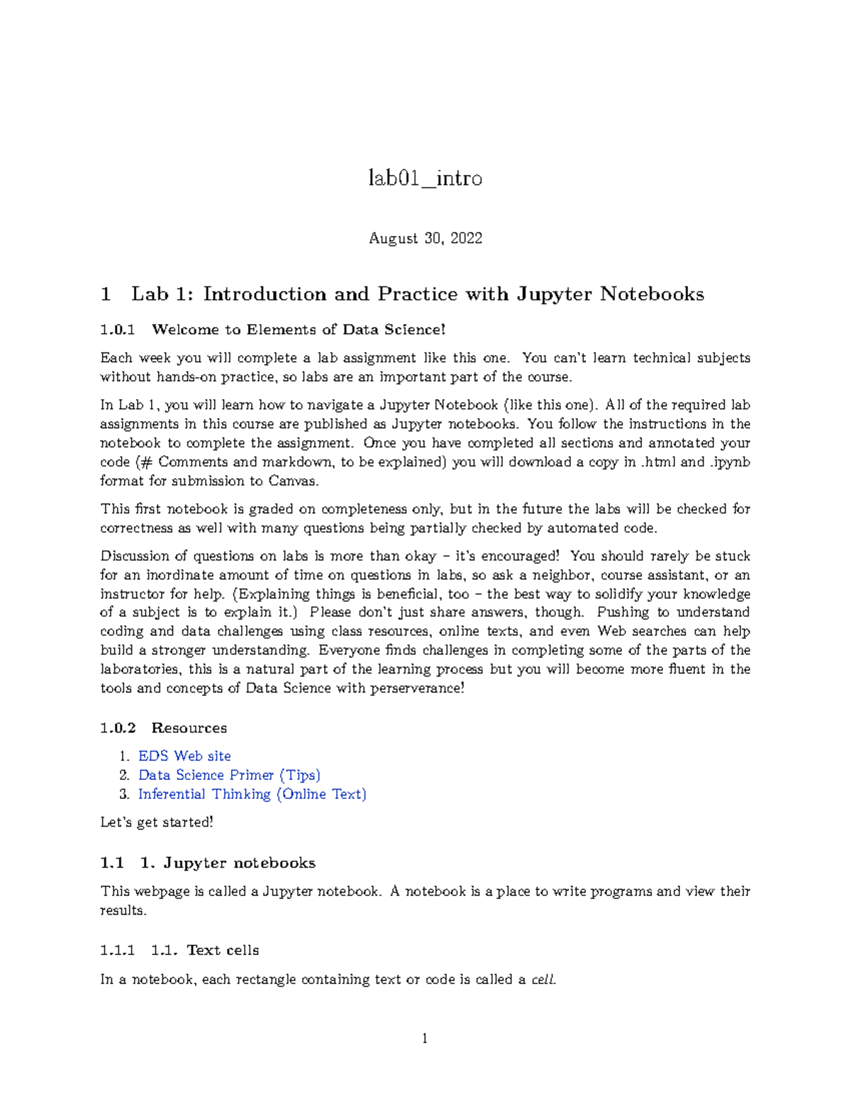Lab01 Intro Lab 1 Lab01 Intro August 30 2022 1 Lab 1 Introduction And Practice With