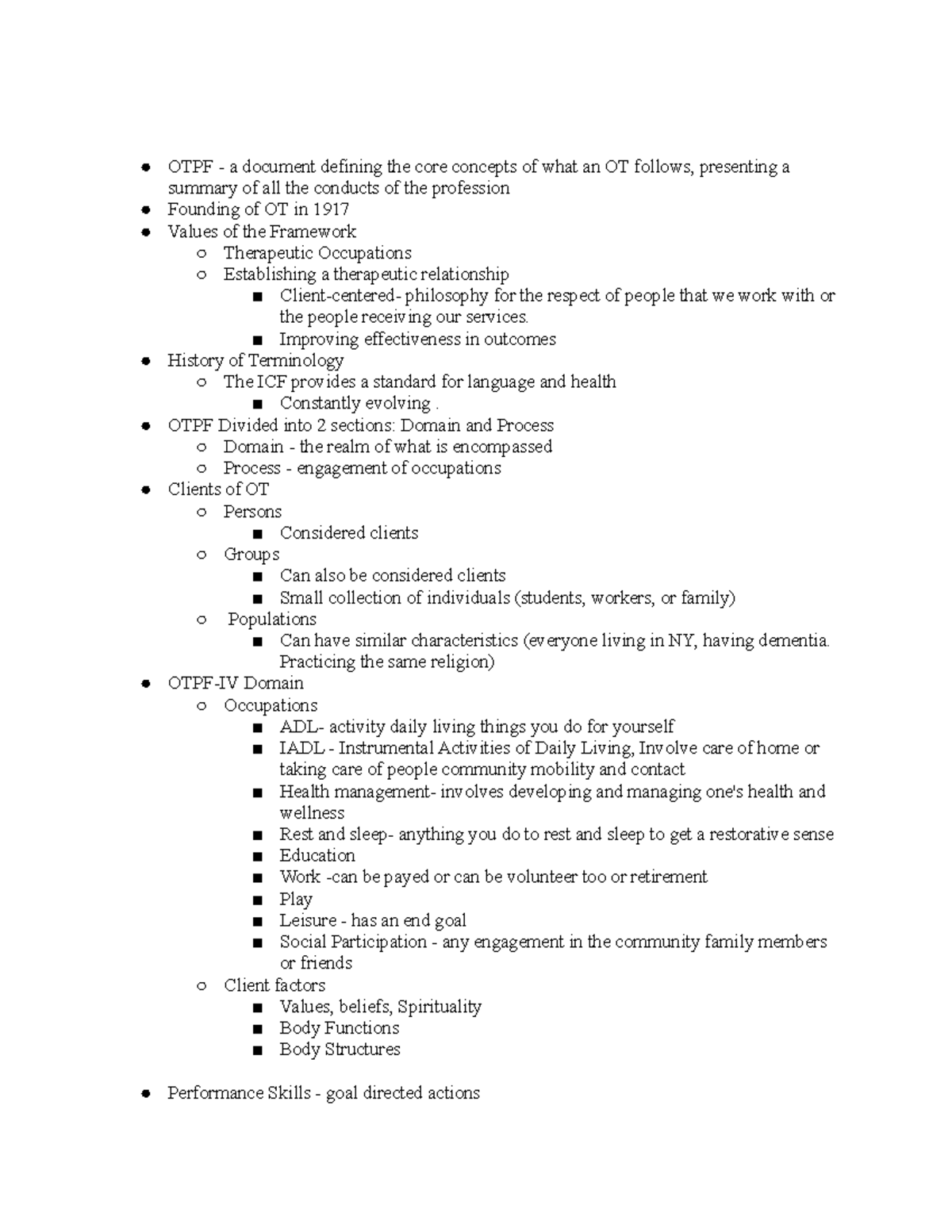 Psychology - OTPF - a document defining the core concepts of what an OT ...