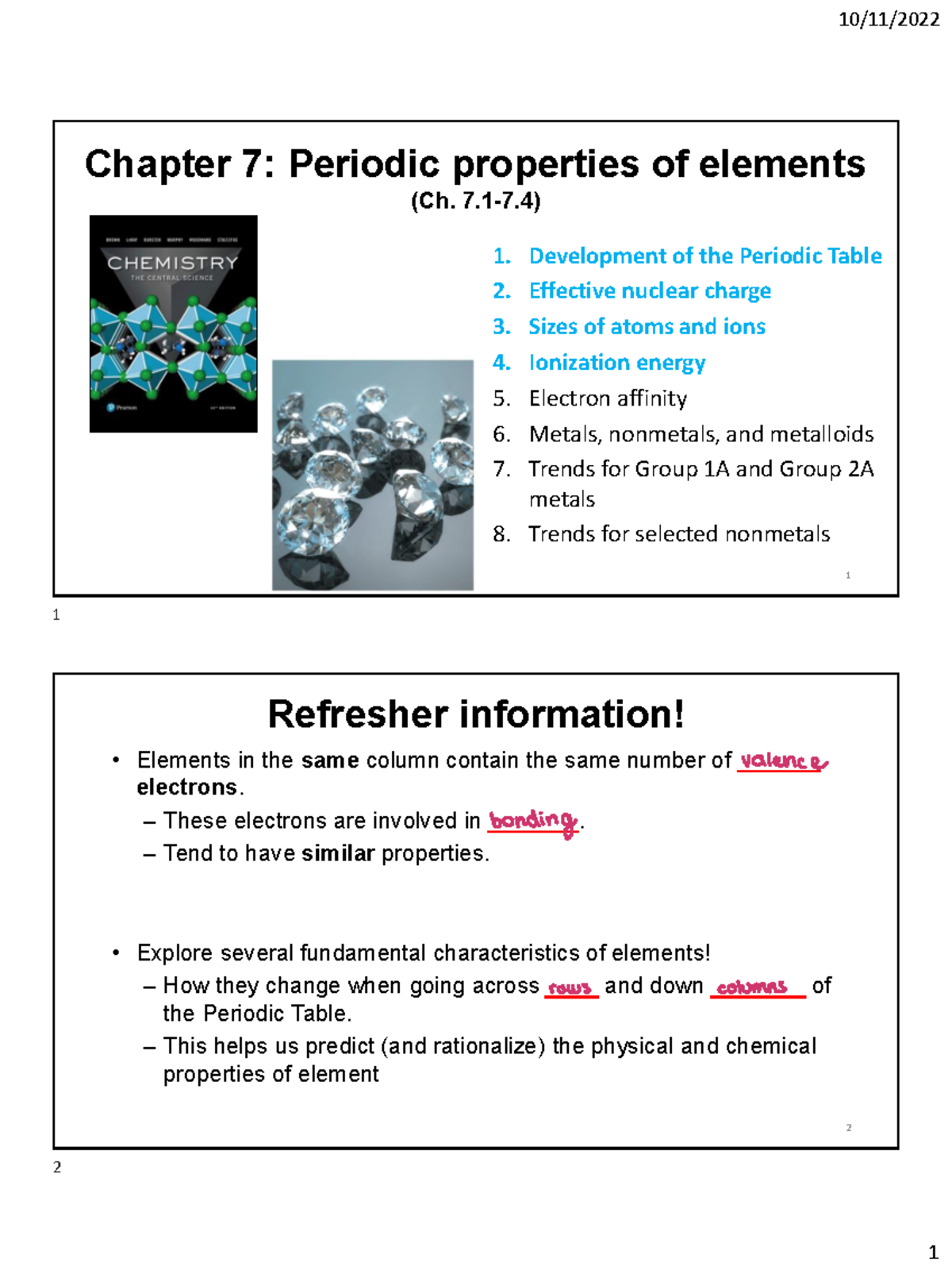 Lecture 17 - Exam 3 - Chapter 7: Periodic properties of elements (Ch. 7 ...