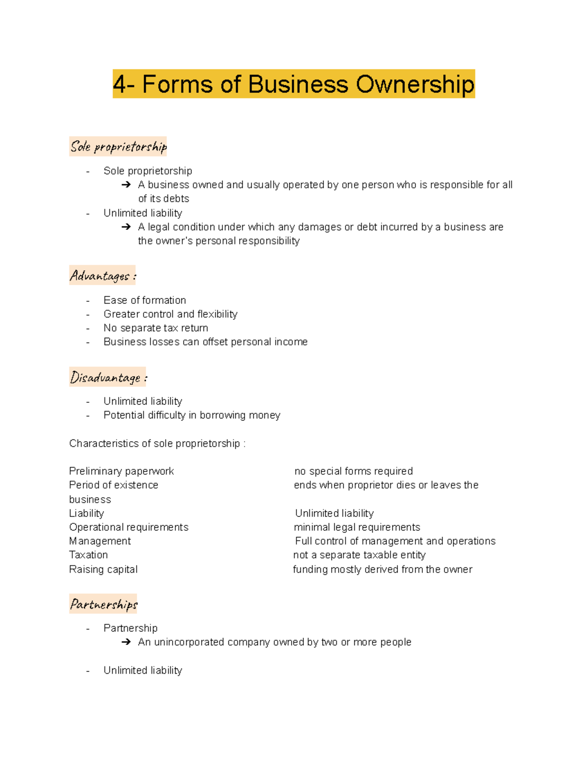 Objective 4: Forms of Business Ownership 07 09 2020 - 4- Forms of ...