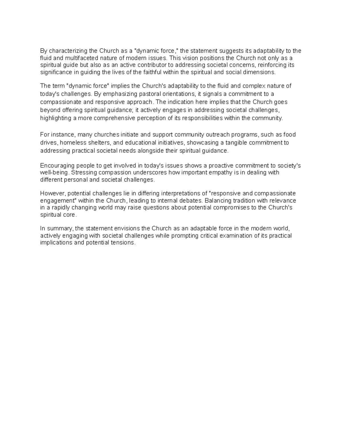 Verba IRS3 ABCO2A Thesis 1 - By characterizing the Church as a "dynamic ...