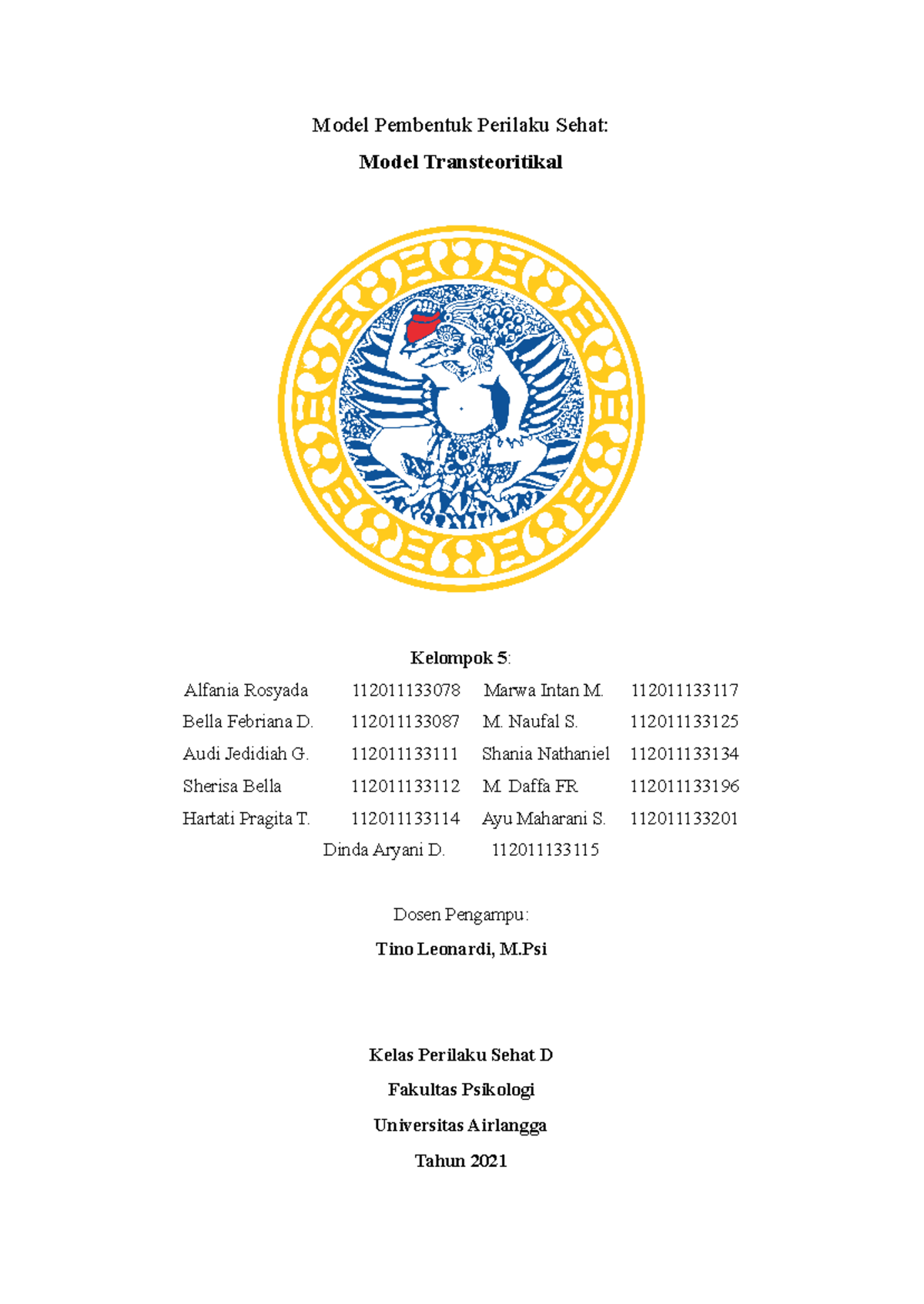 Model Perilaku Sehat: Transtheoretical Model dan Aplikasinya (Makalah ...