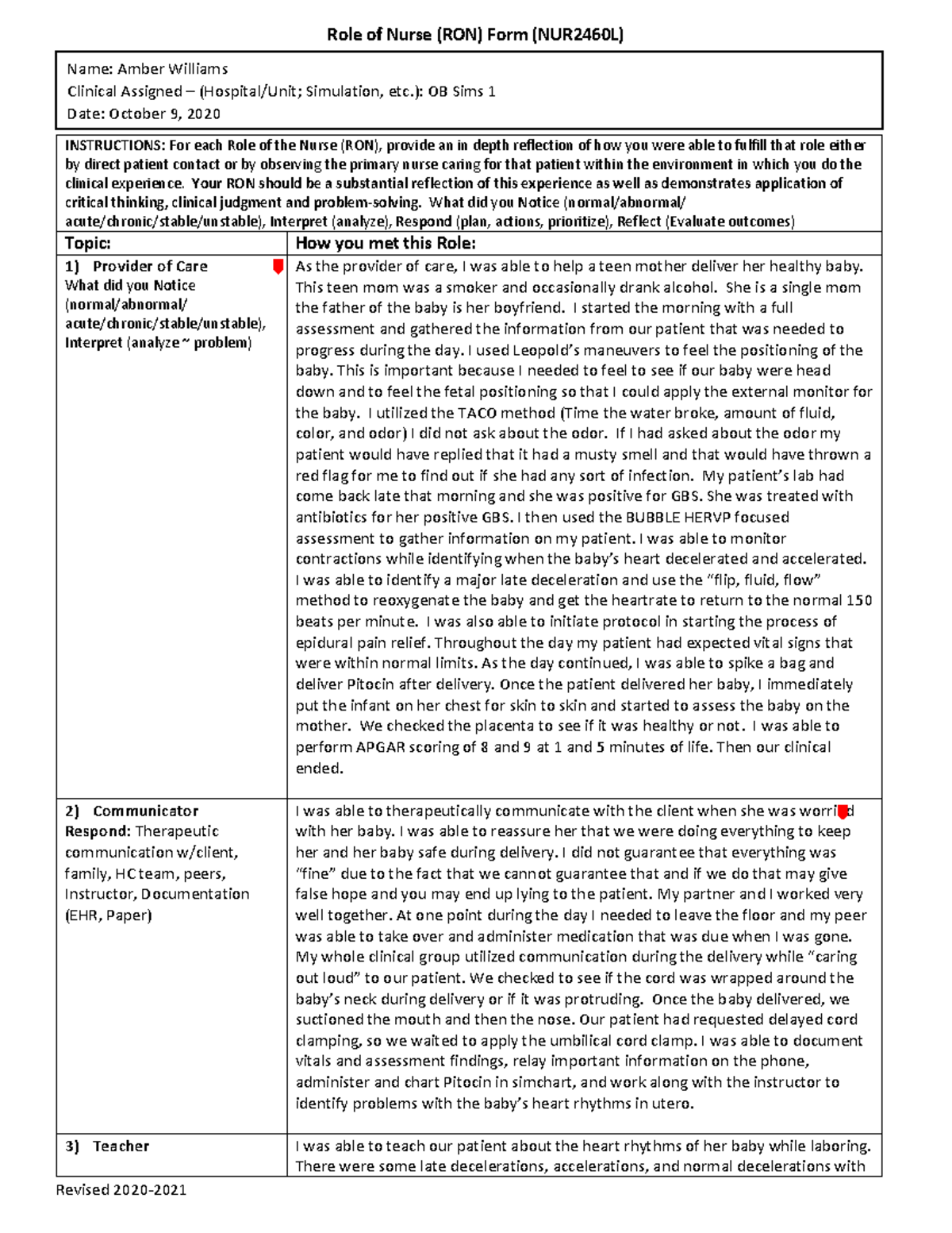 Annotated-RON%20OB1 - RON - Role of Nurse (RON) Form (NUR2460L) Revised ...