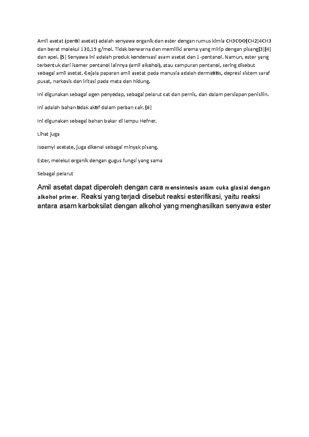 Amil asetat tugas poster - Amil asetat (pentil asetat) adalah senyawa ...