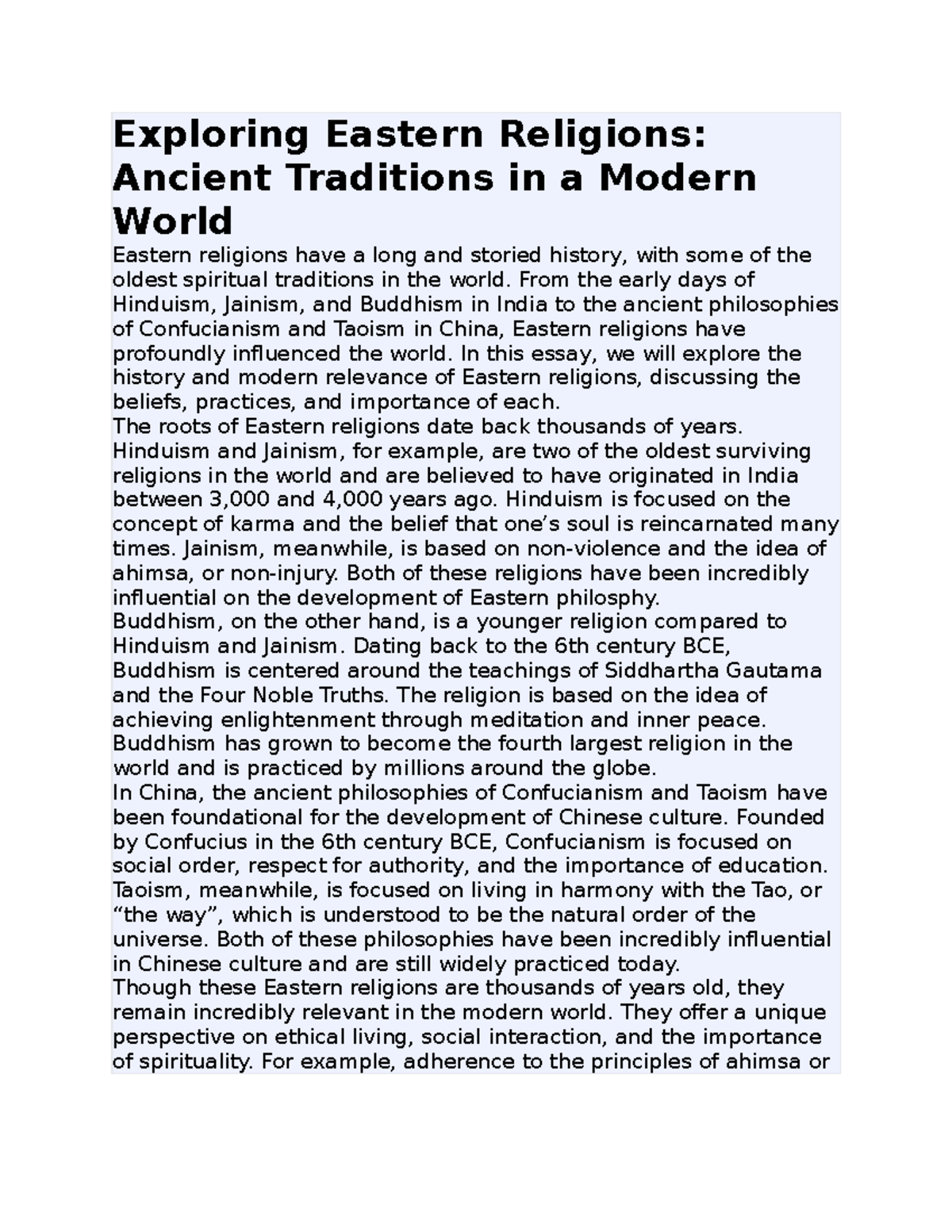 Exploring Eastern Religions - Exploring Eastern Religions: Ancient ...