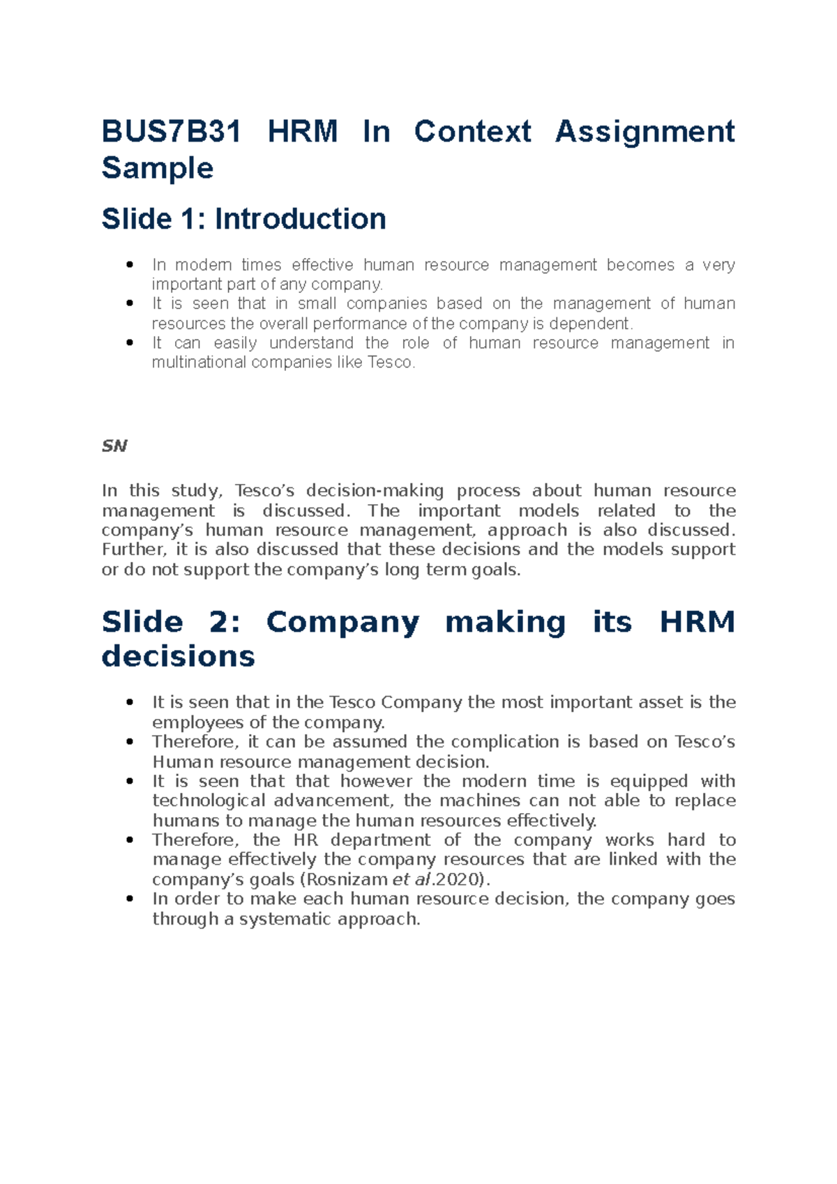 BUS7B31 HRM In Context Assignment Sample - BUS7B31 HRM In Context ...