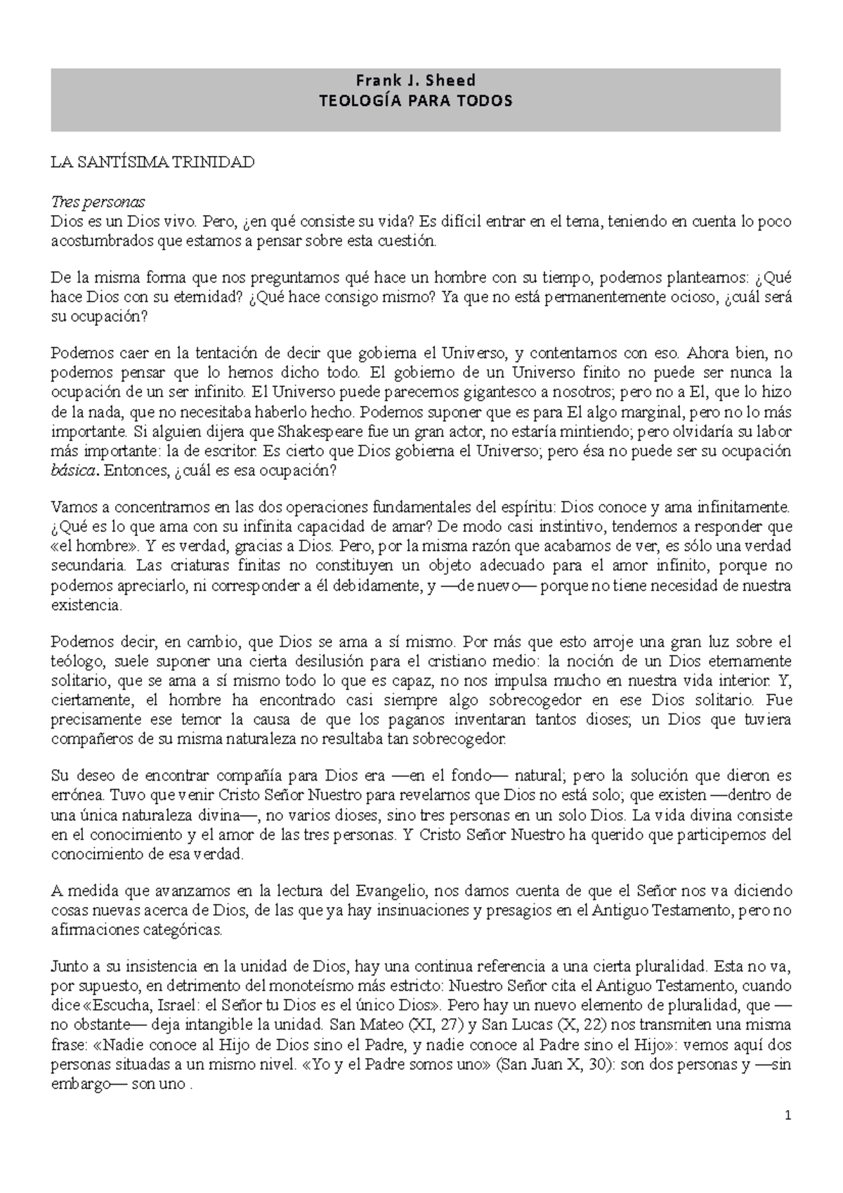 Trinidad Frank Sheed - Frank J. Sheed TEOLOGÍA PARA TODOS LA SANTÍSIMA ...