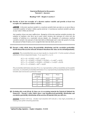 All stats tutorials - Statistical Methods for Economics Tutorial 1 3 Answers Reading: 1 NCT ...