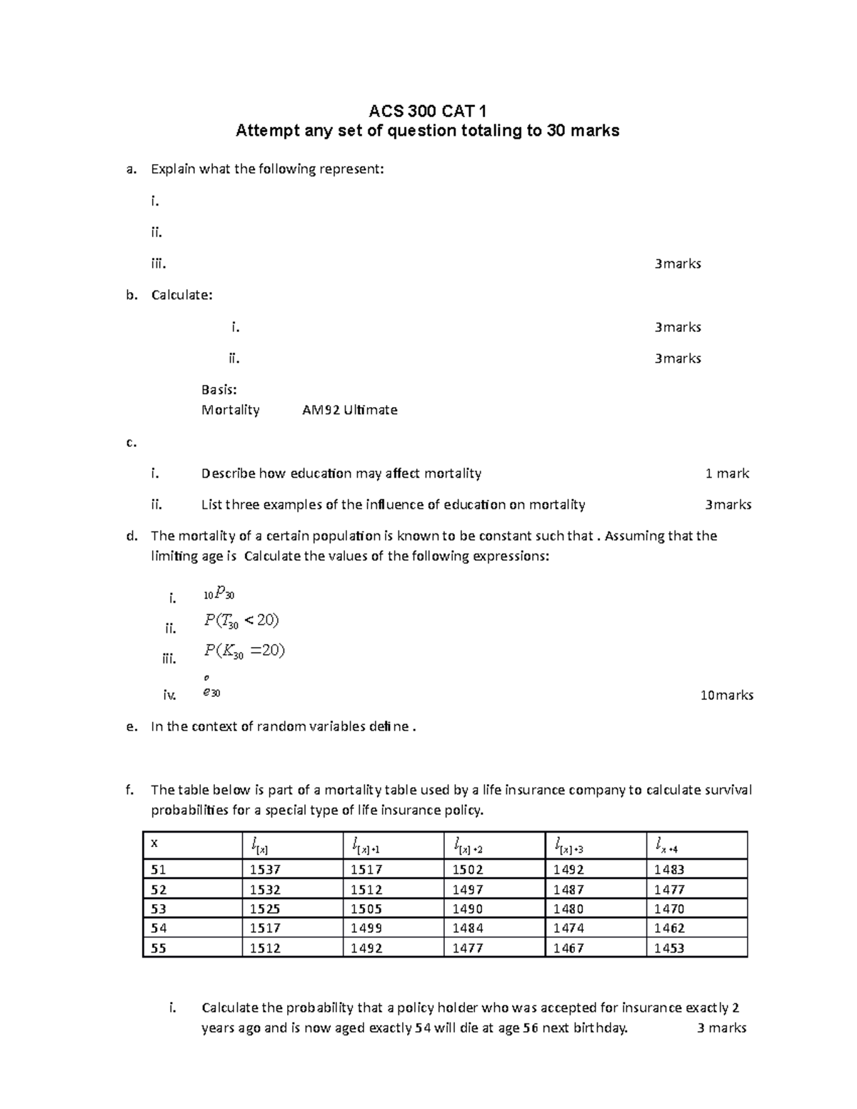 ACS 300 SEPT DEC 2022 CAT 1 - ACS 300 CAT 1 Attempt any set of question ...