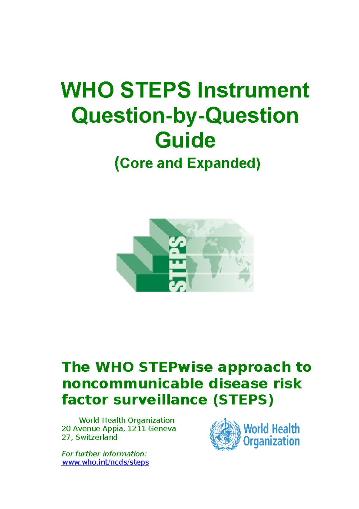 Q by q steps instrument v3 2 - WHO STEPS Instrument Question-by ...