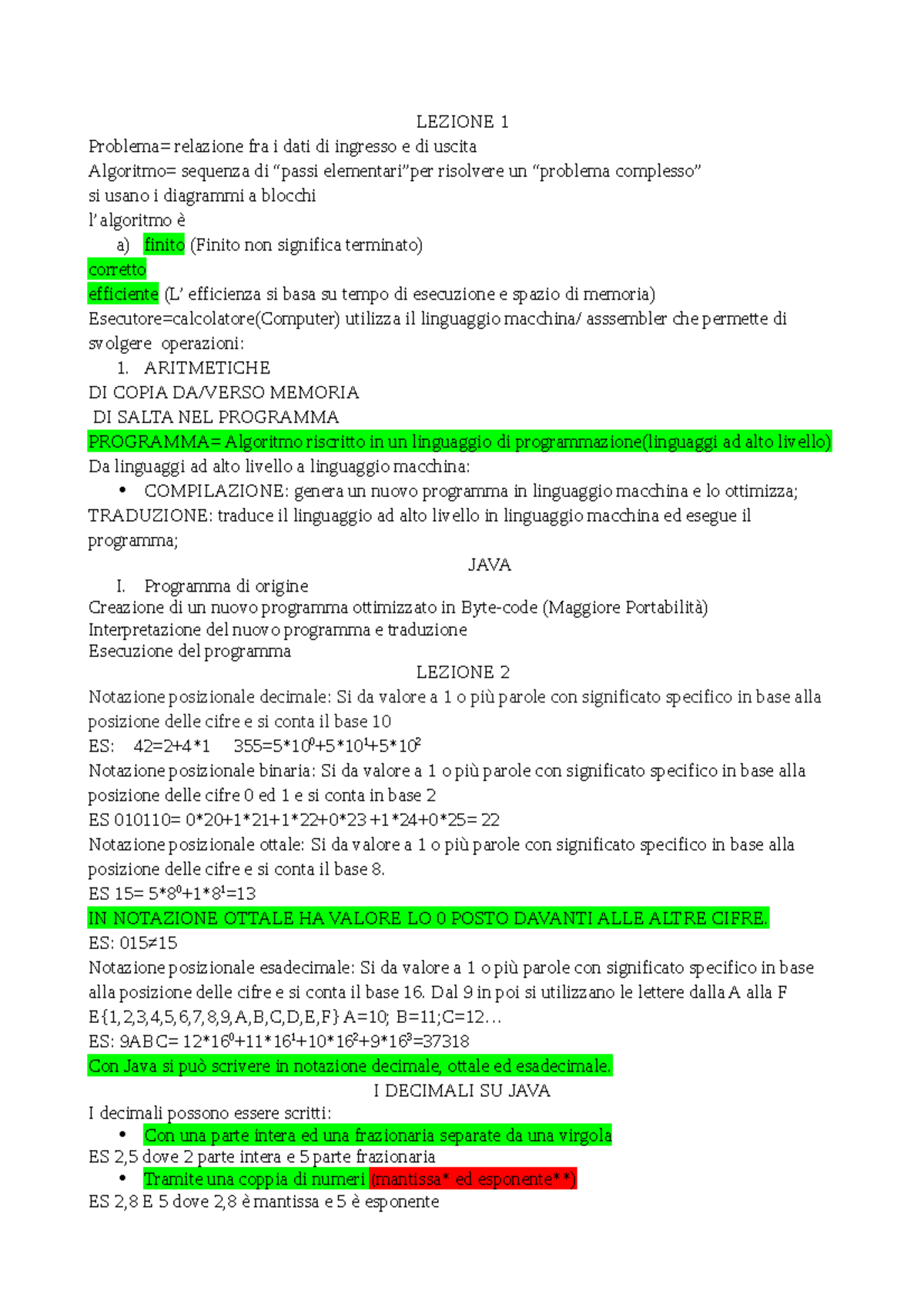Basi di java - LEZIONE 1 Problema= relazione fra i dati di ingresso e ...