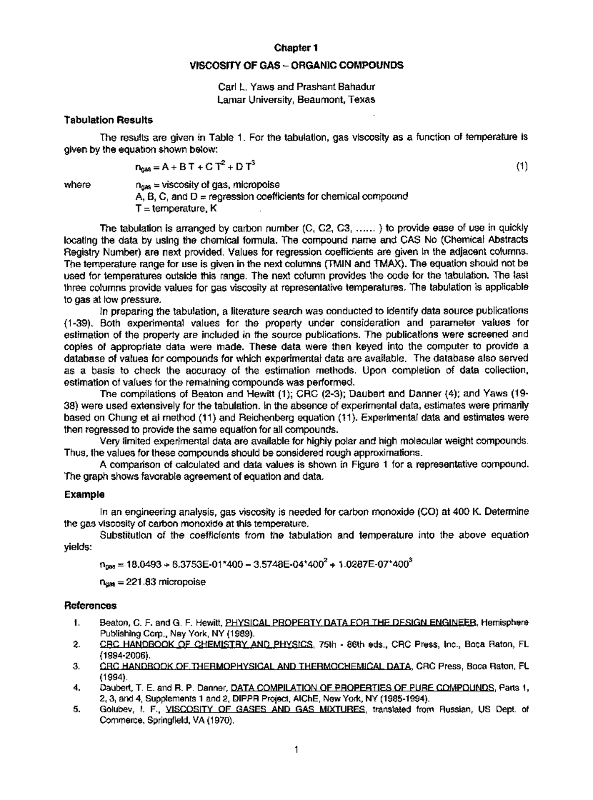 Viscosidad Gases Organicos (Tablas por Carl L. Yaws and Prashant ...