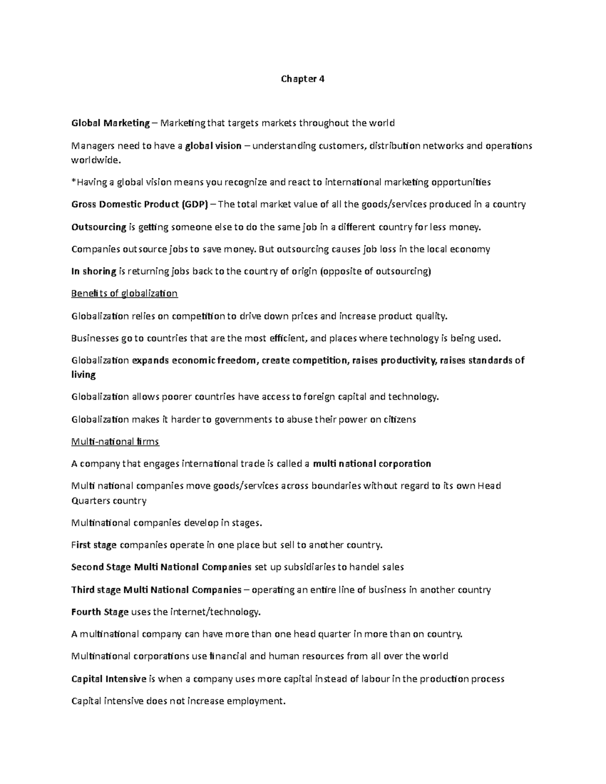 Chapter-4 - textbook chapter 4 notes - Chapter 4 Global Marketing ...