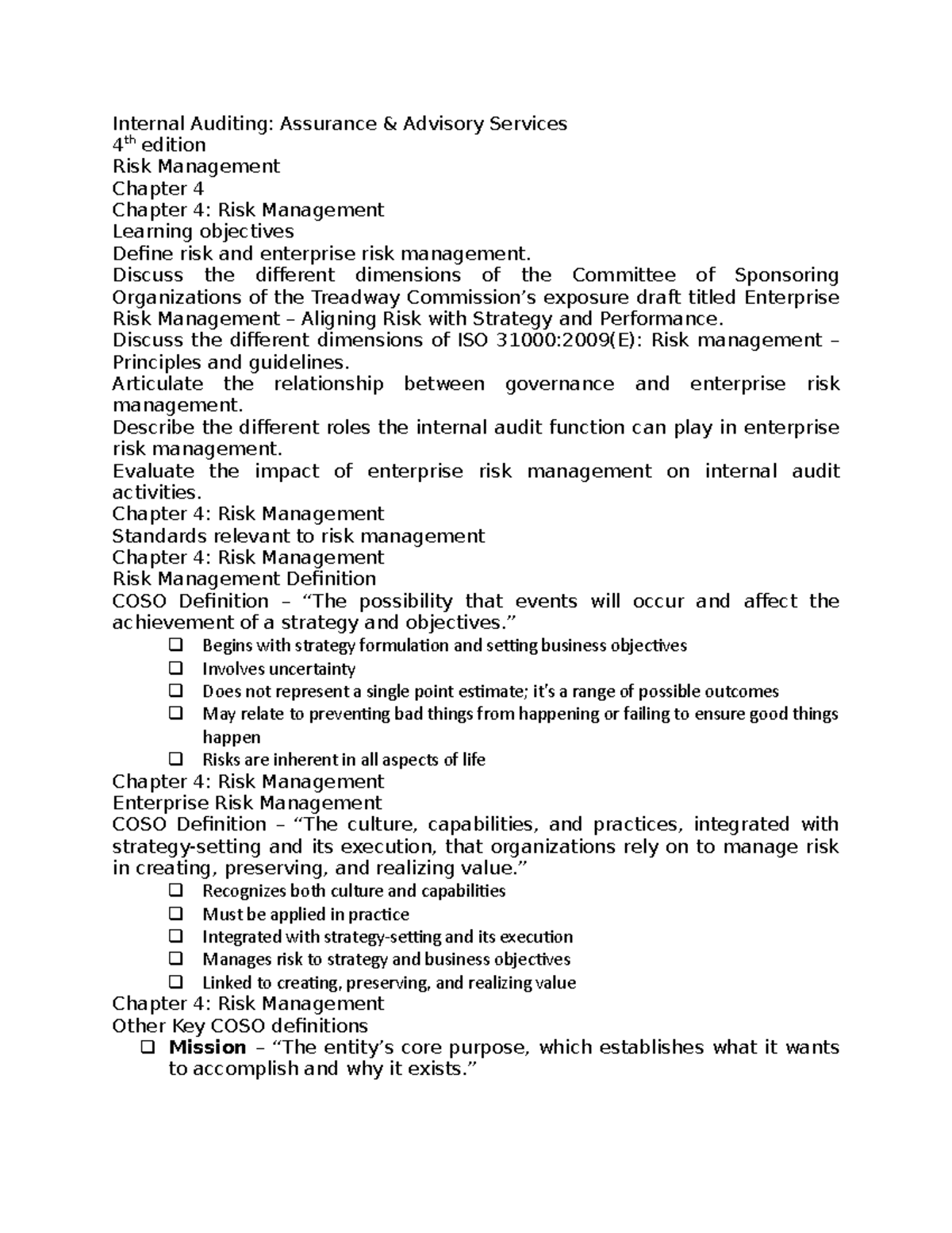 Chapter 4 Auditing Notes - Internal Auditing: Assurance & Advisory ...