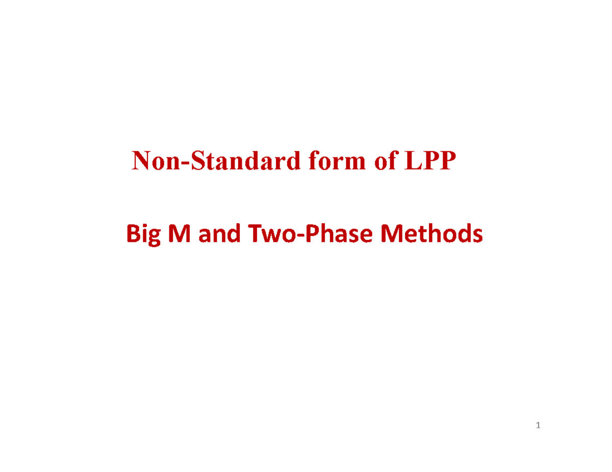 4 Big M and Two-phase methods - Big M and Two‐Phase Methods Non ...