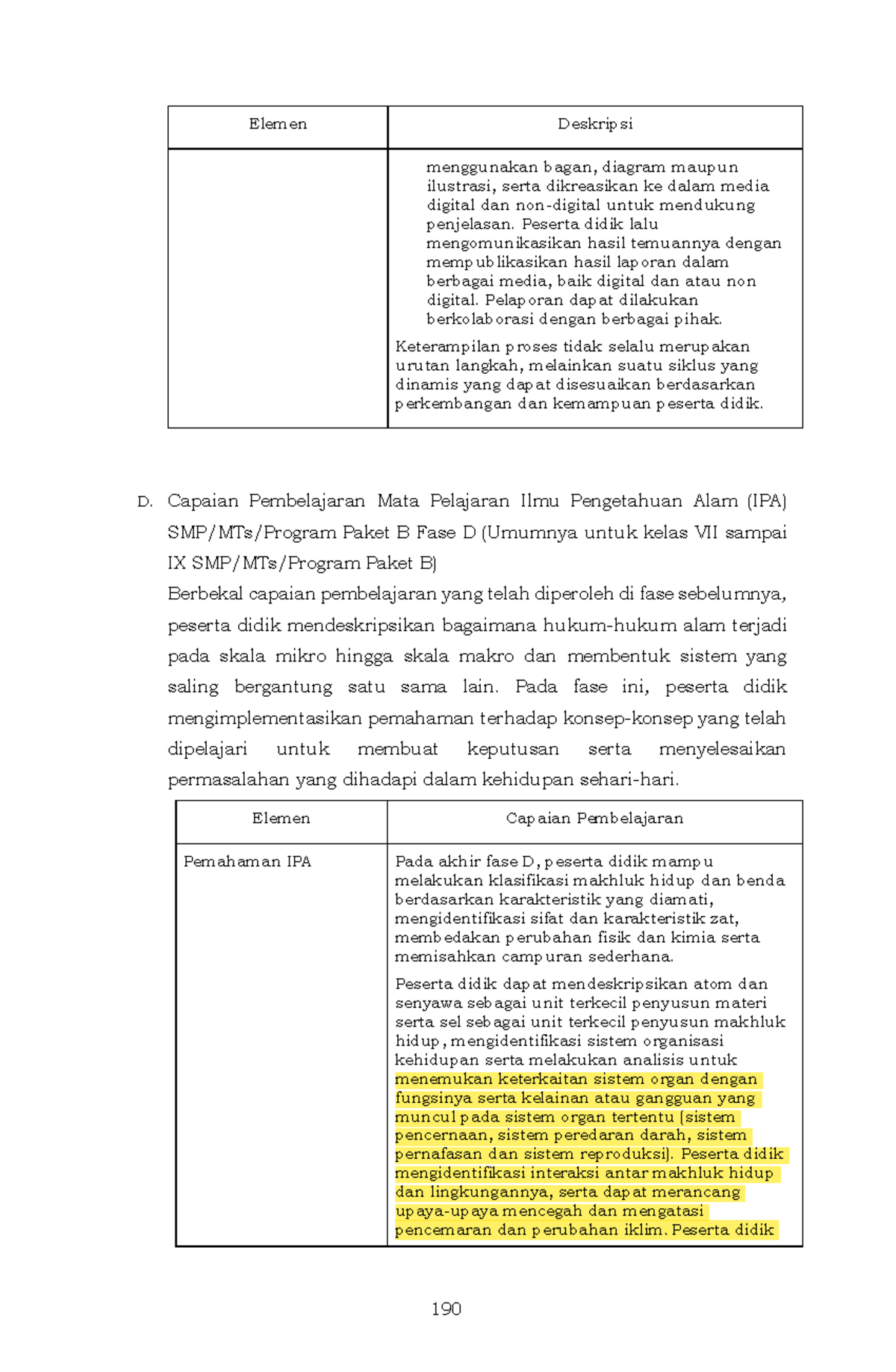 CP SMP 2022 - cp smp kurikulum merdeka - 190 Elemen Deskripsi ...
